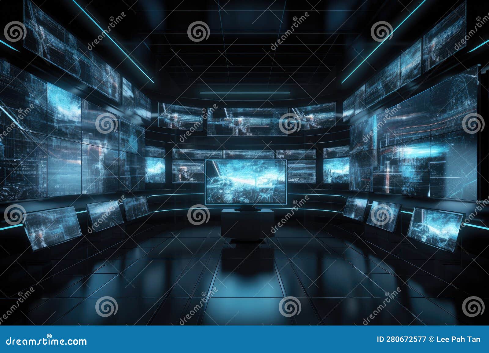 The Security Cctv Screen In An Office For Building Secure Royalty-Free ...