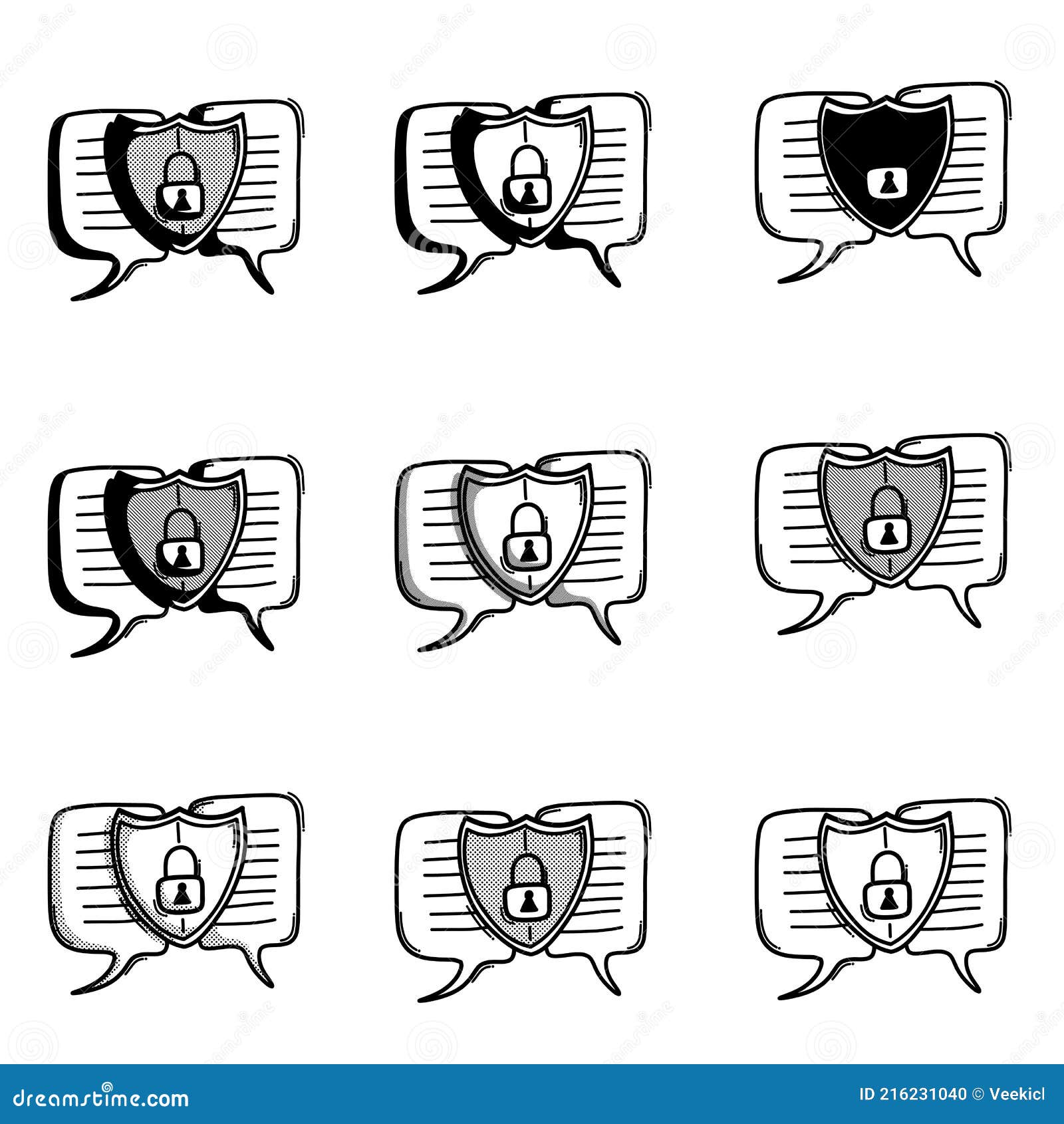 Security Chat Doodle Vector Icon. Drawing Sketch Illustration Hand ...