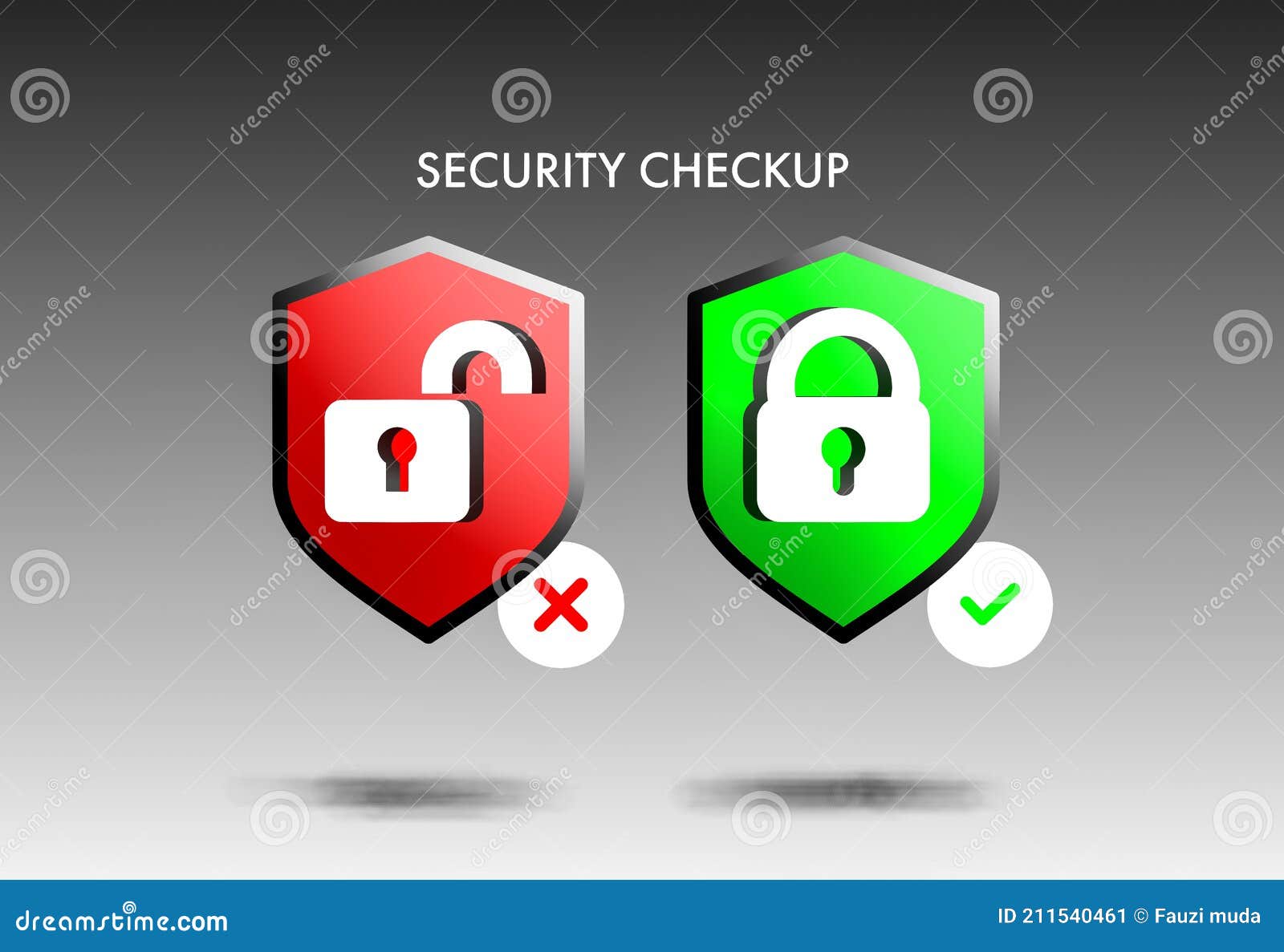Security Check Illustration with Two Open and Locked Lock Icons ...