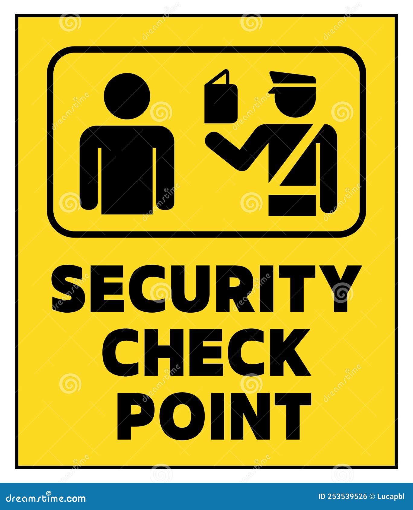 Security Checking Point, Information Sign with Text and the Silhouette ...