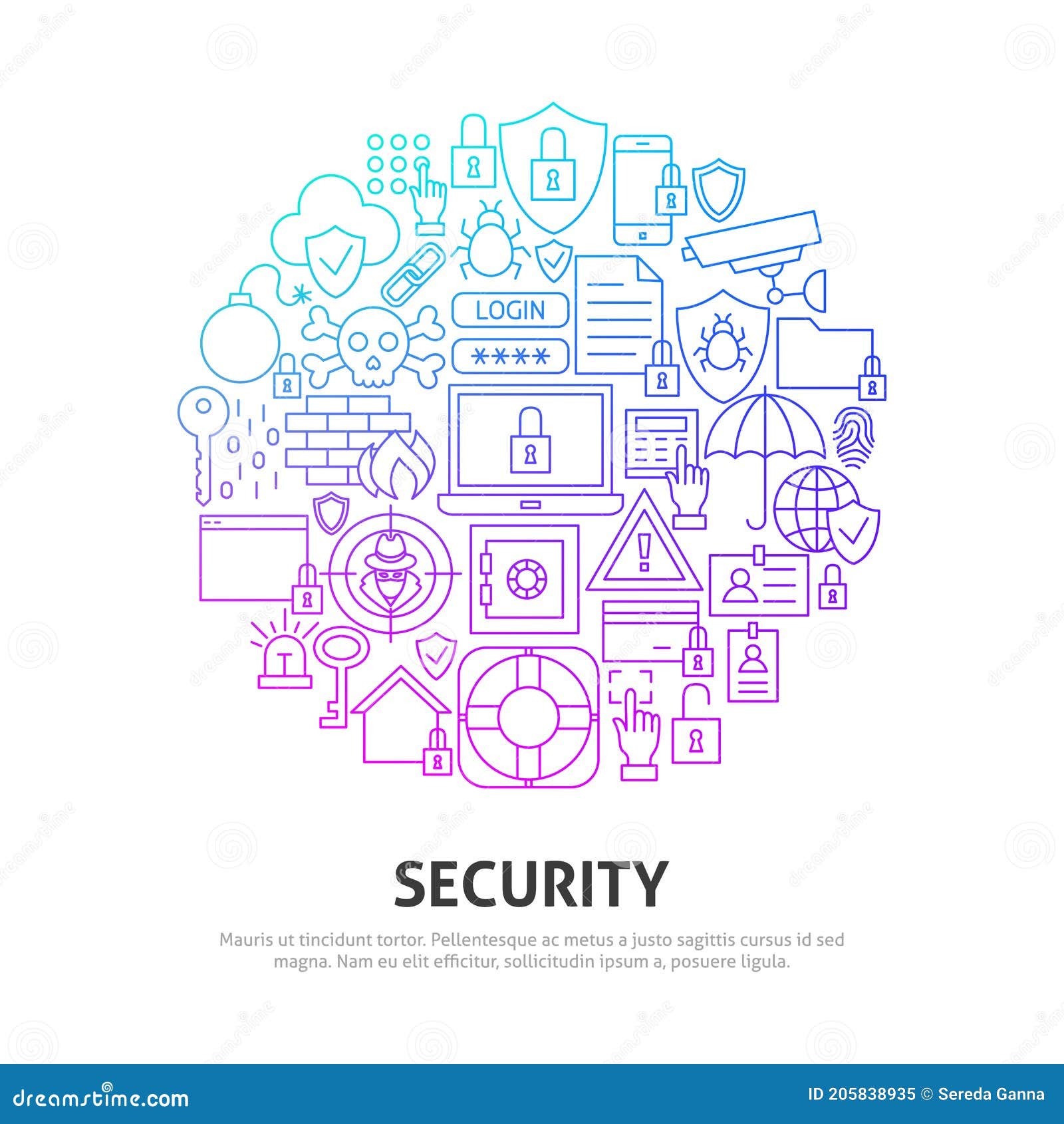 Security Circle Concept stock vector. Illustration of cyber - 205838935