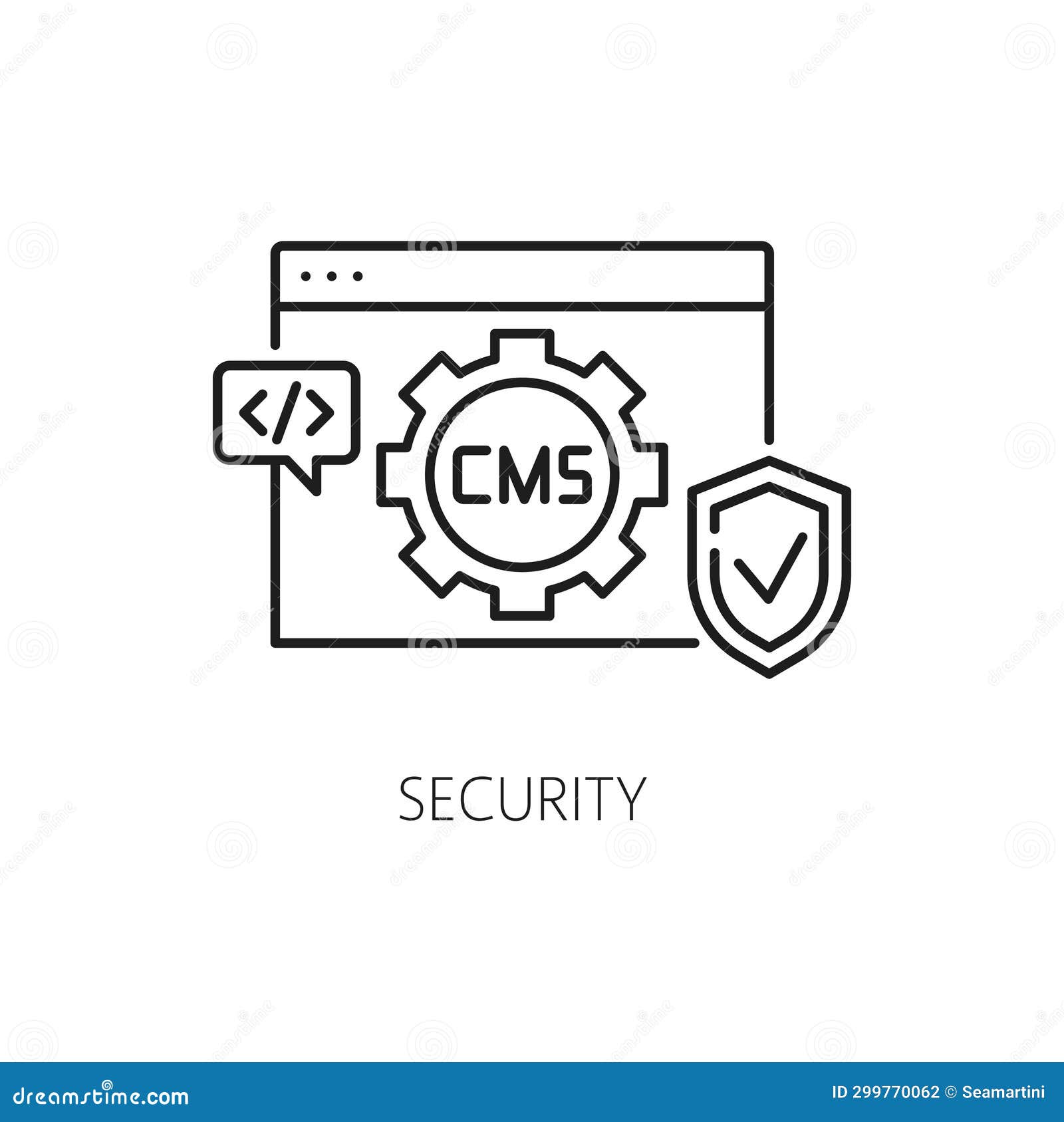 Security, CMS Content Management System Line Icon Stock Illustration ...