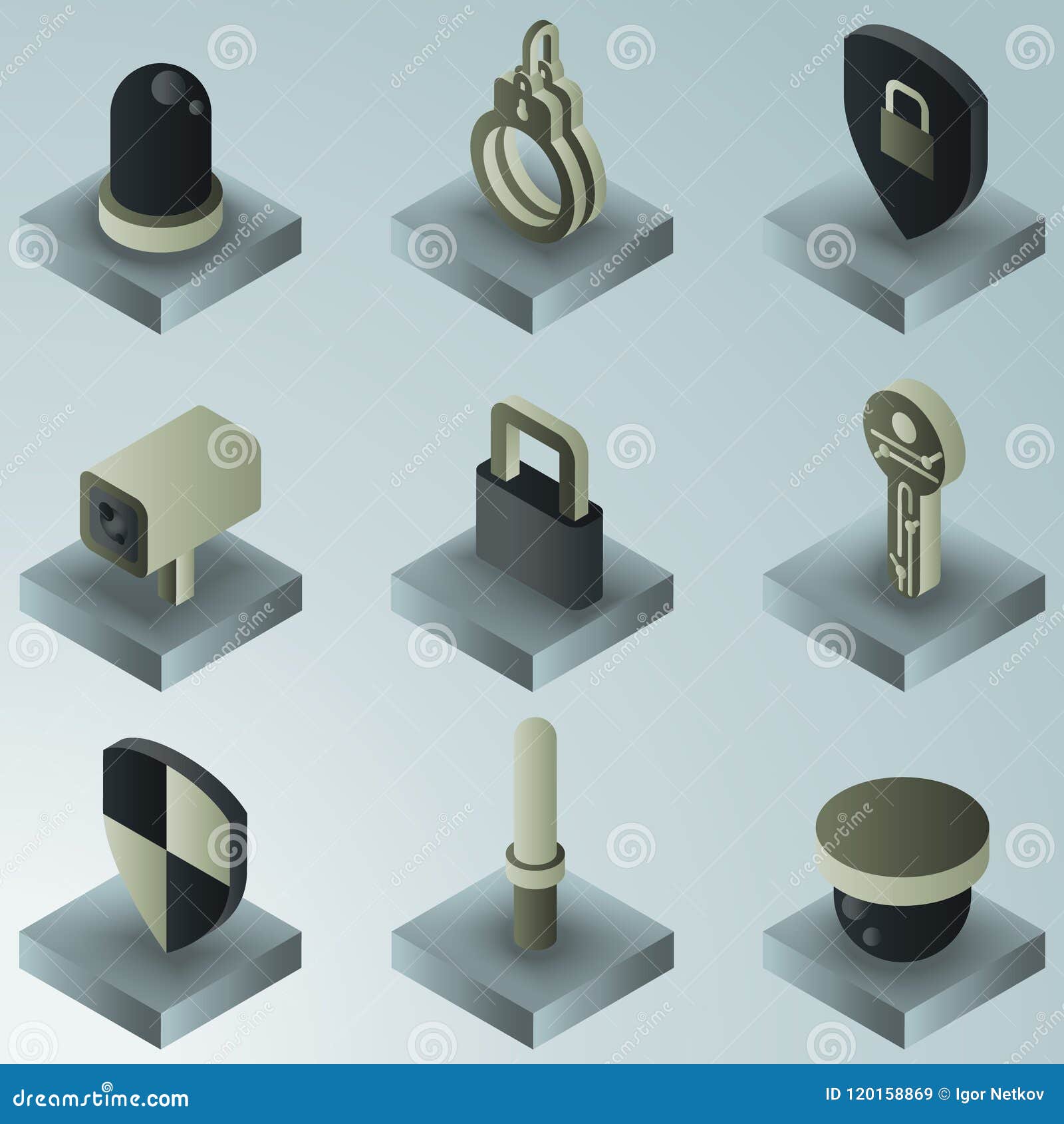 Security Color Gradient Isometric Icons Stock Vector - Illustration of ...
