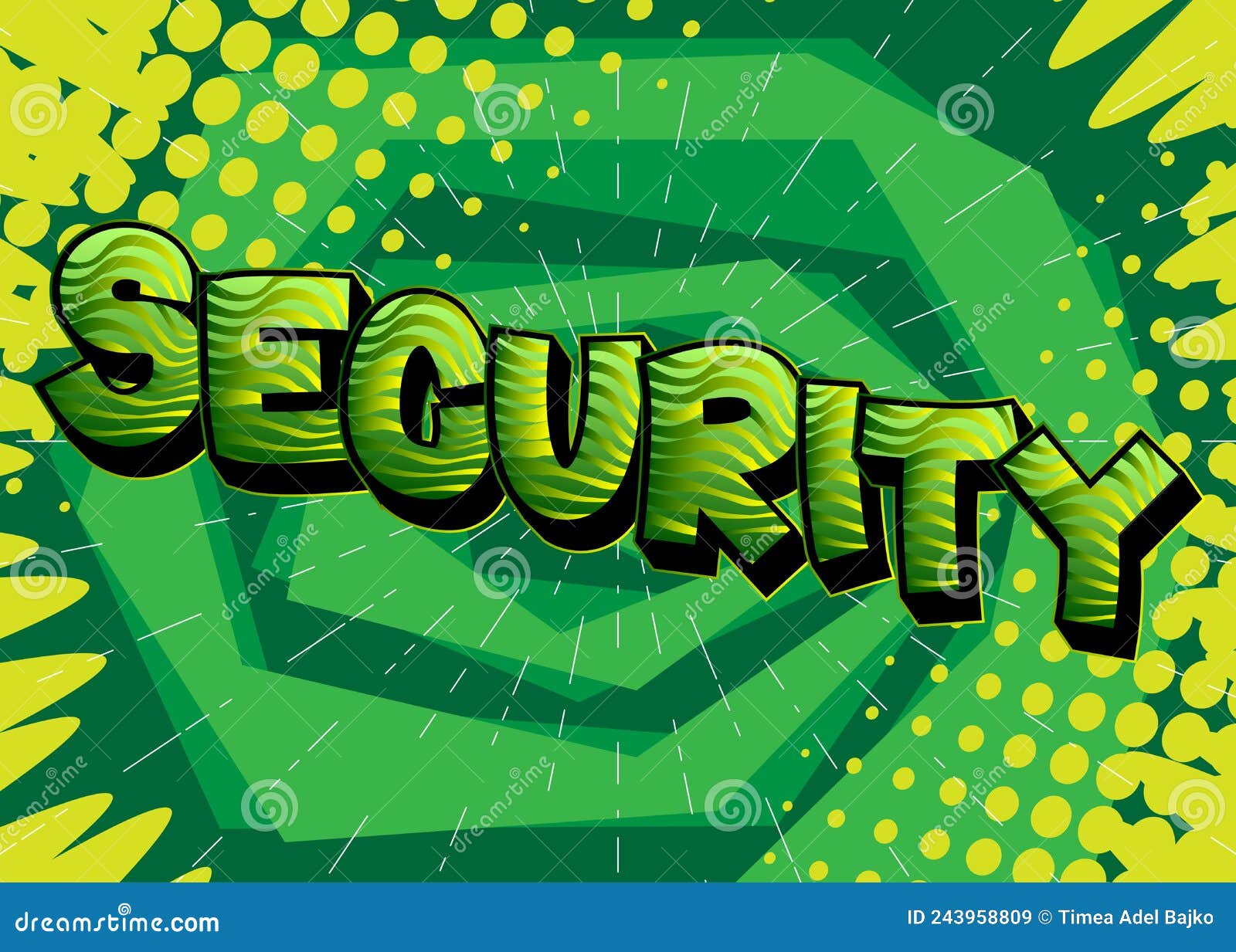 Security. Comic Book Word Text on Abstract Comics Background Stock ...