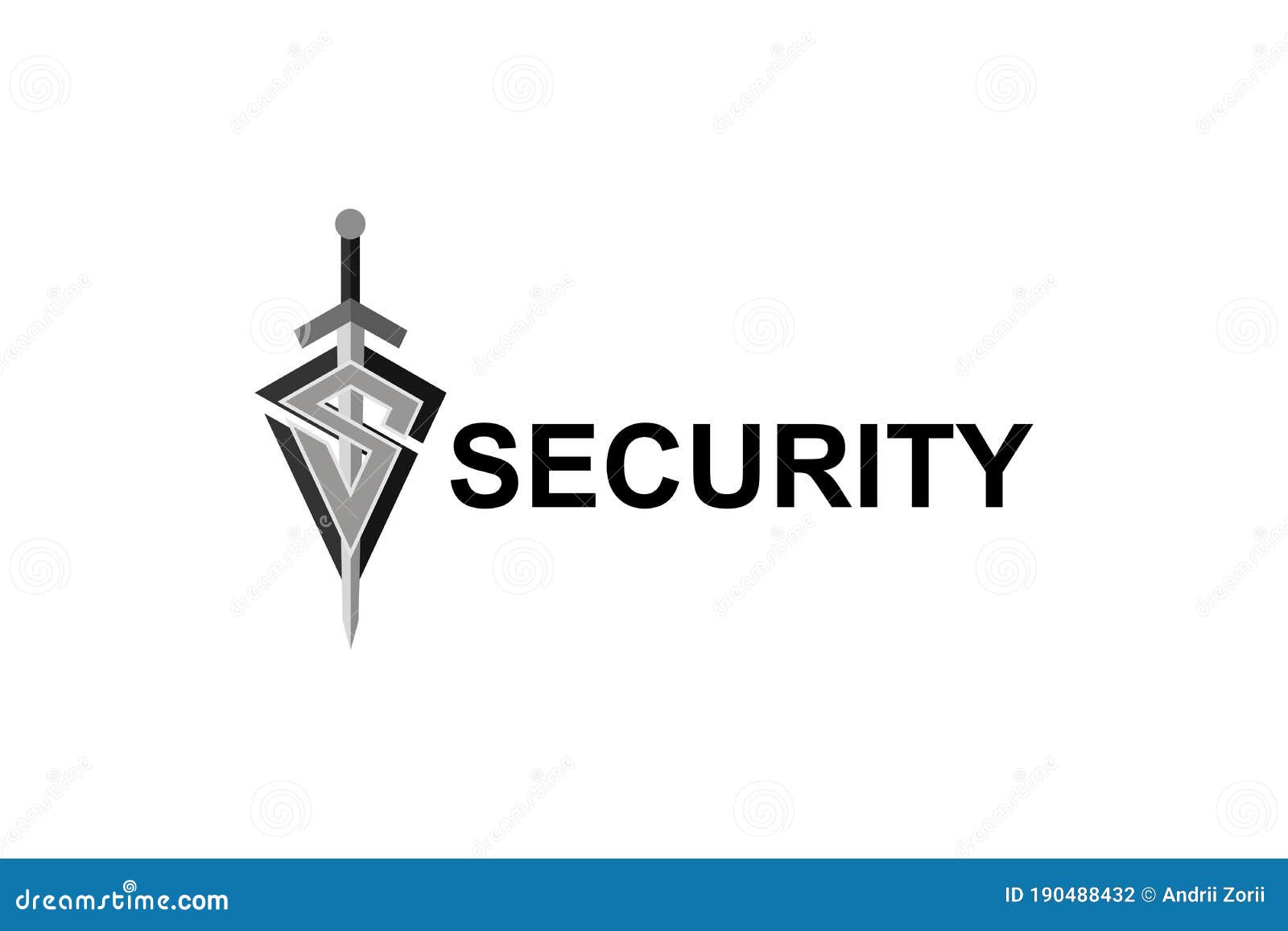 Security Company Logotype with Sword and Shield. Protect Defense ...