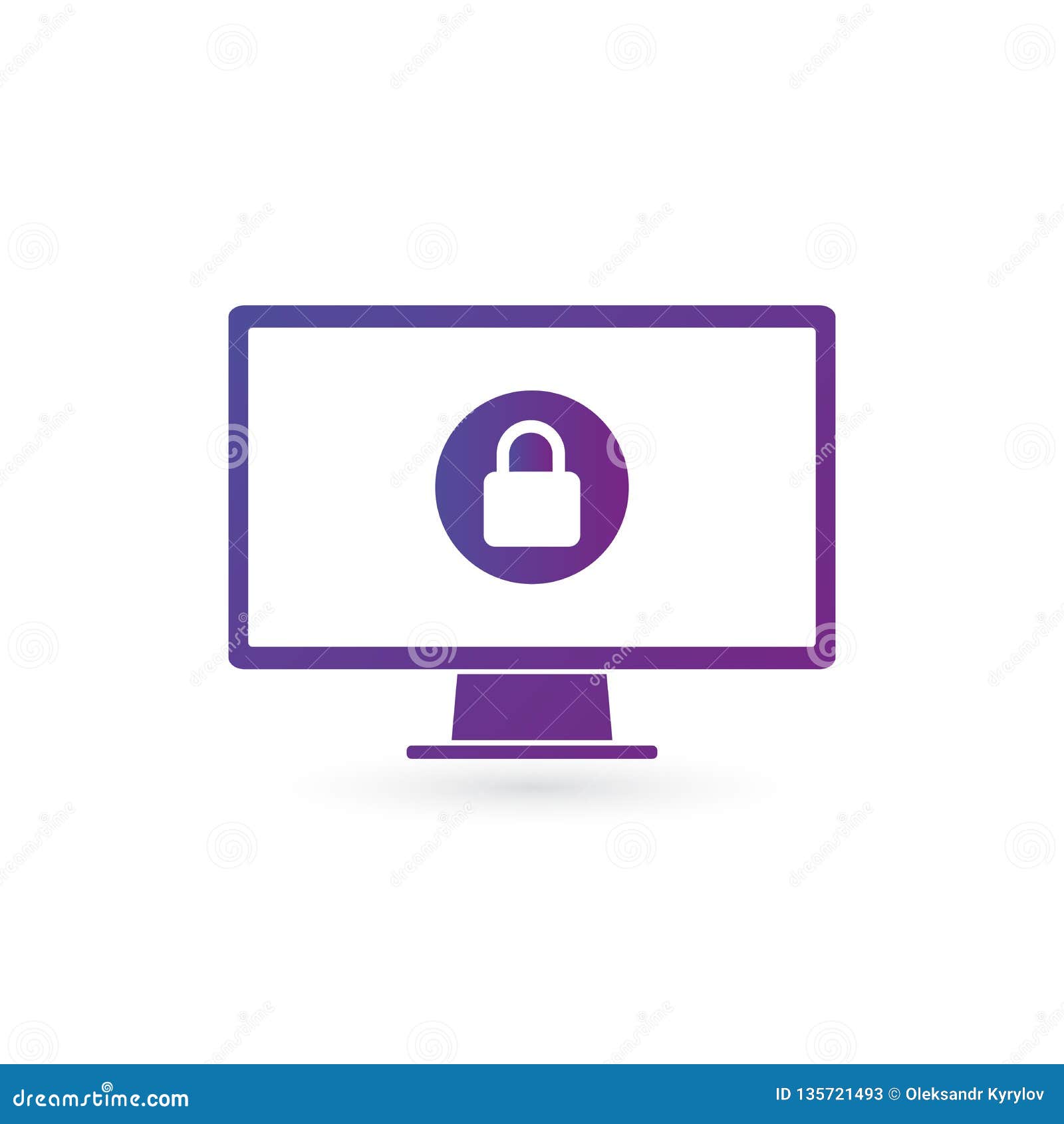 Security Computer Lock in Circle Icon, Password Protected Data Concept ...