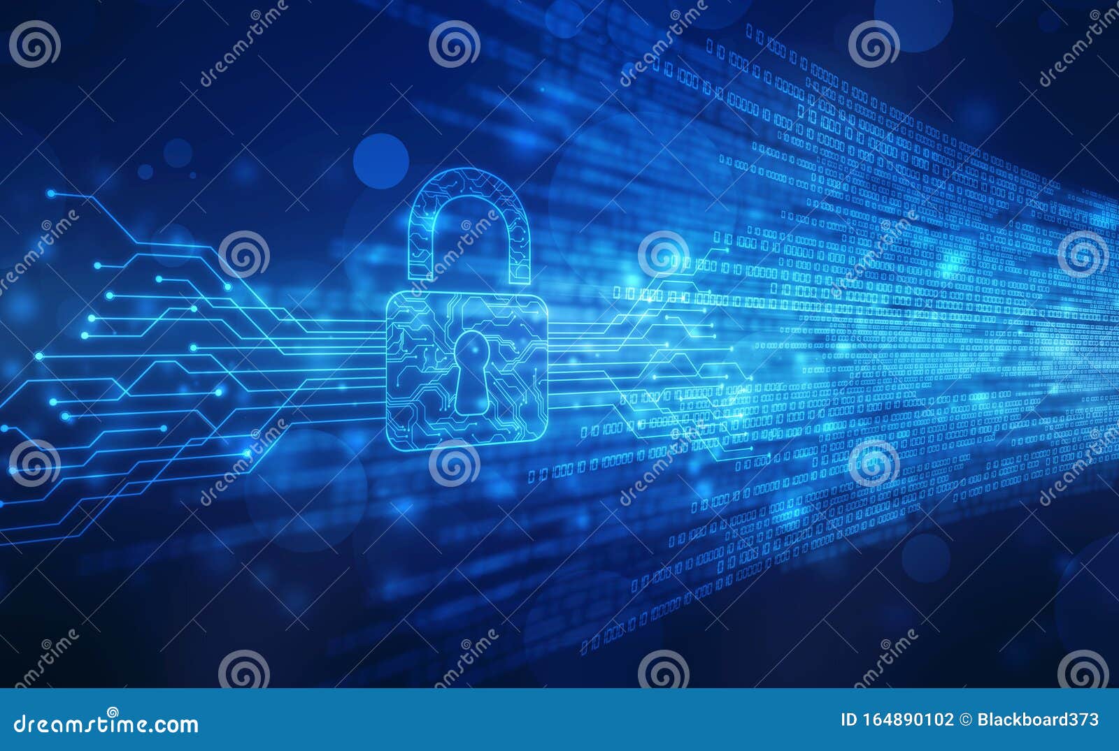 Closed Padlock on Digital Background, Cyber Security, Blue Abstract Hi ...