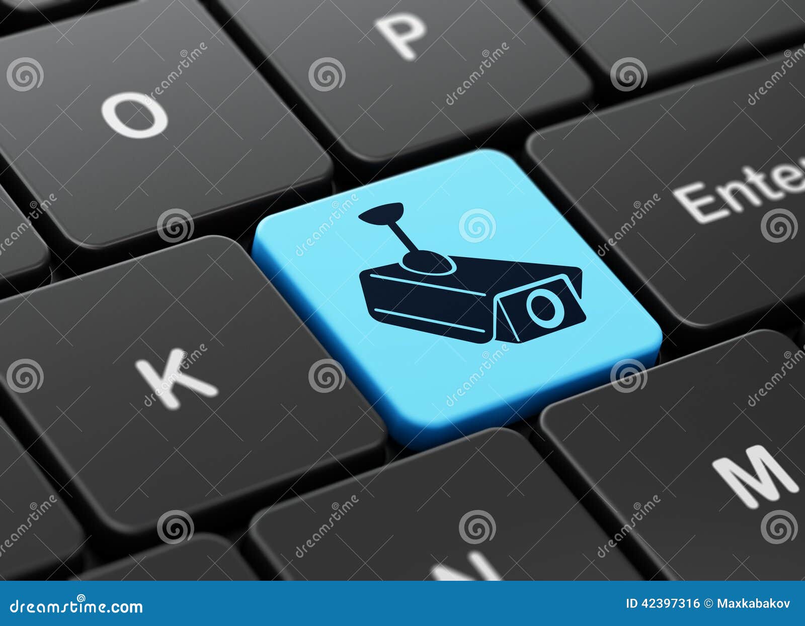 Security Concept: Cctv Camera on Computer Keyboard Stock Illustration ...