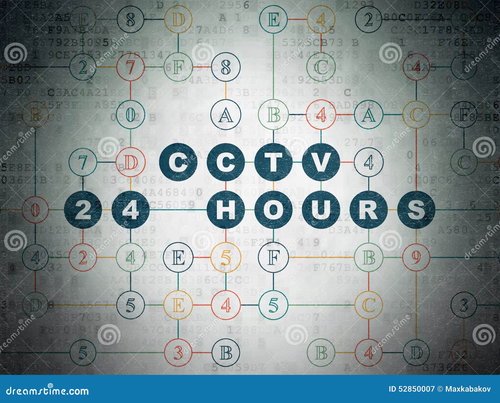 Security Concept: CCTV 24 Hours on Digital Stock Image - Image of hack ...