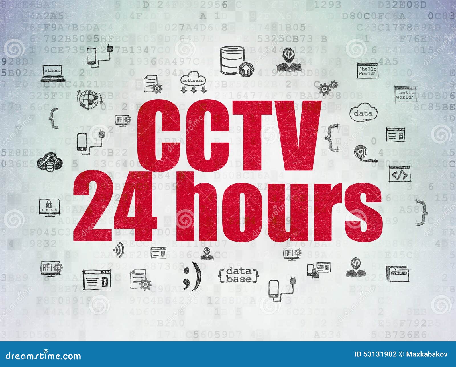 Security Concept: CCTV 24 Hours on Digital Paper Stock Photo - Image of ...