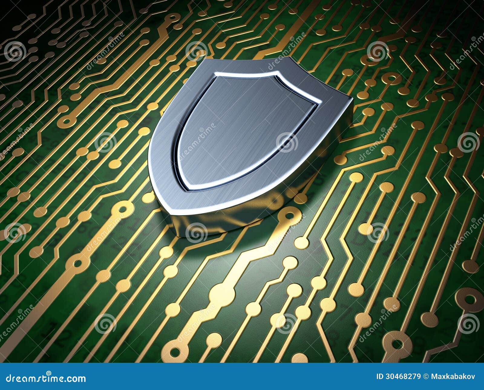 Security Concept: Circuit Board with Shield Icon Stock Illustration ...