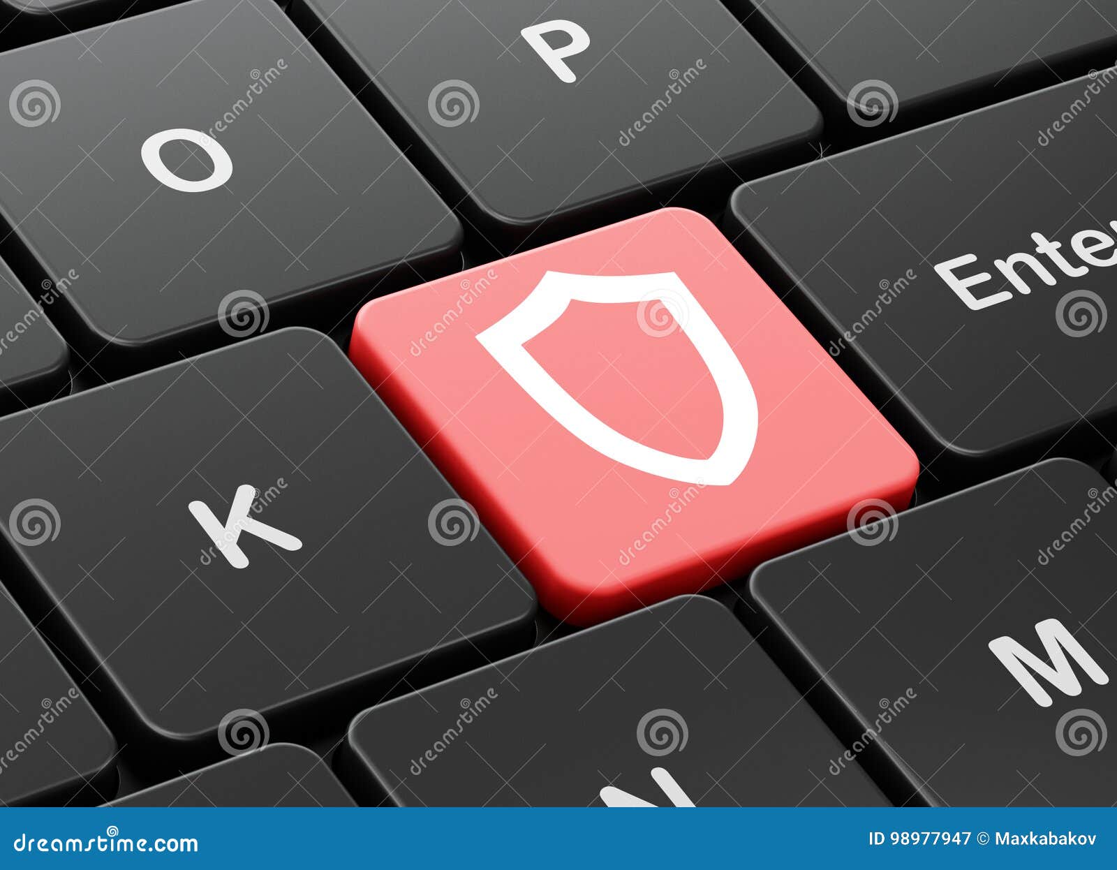 Security Concept: Contoured Shield on Computer Keyboard Background ...
