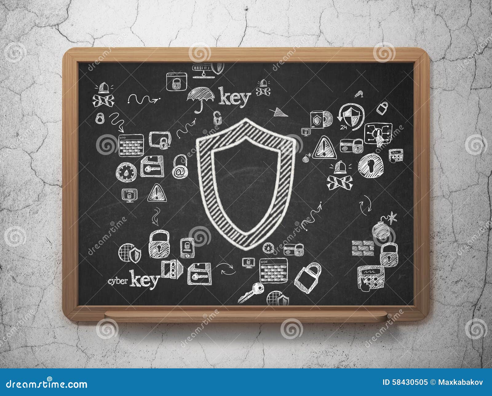 Security Concept: Contoured Shield on School Board Stock Illustration ...