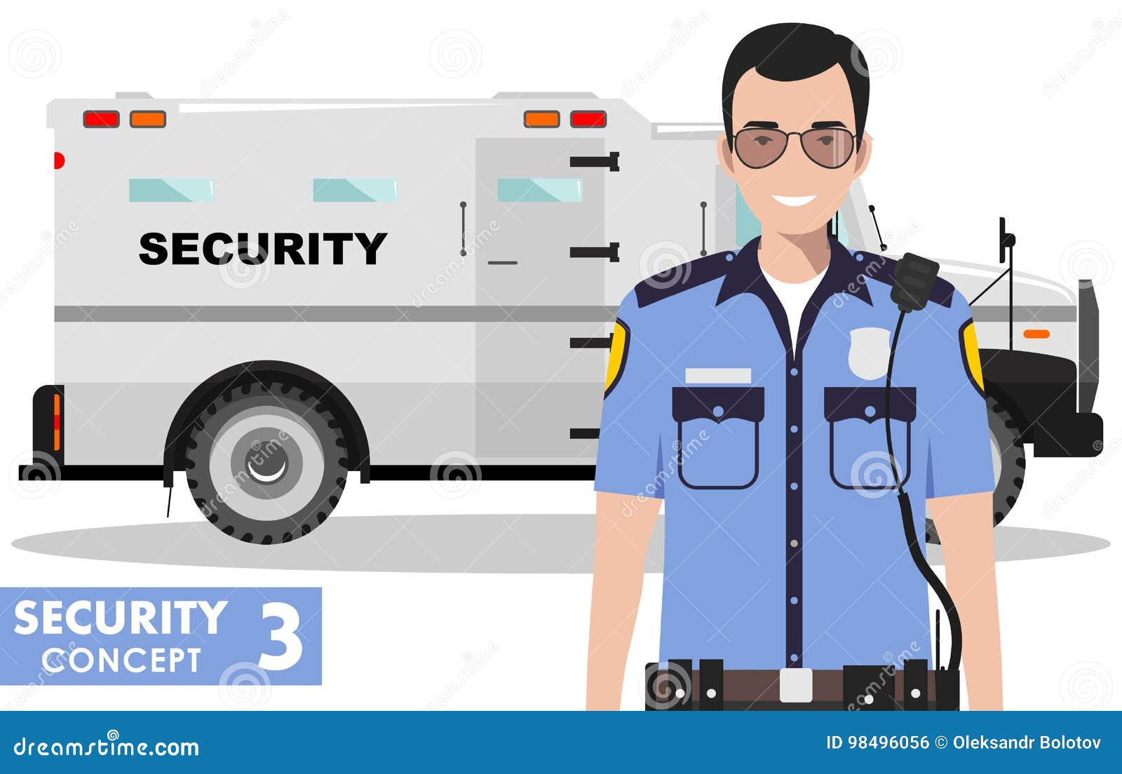 Security Concept. Detailed Illustration of Armored Car and Security ... Security Concept. Detailed Illustration of Armored Car and Security ...