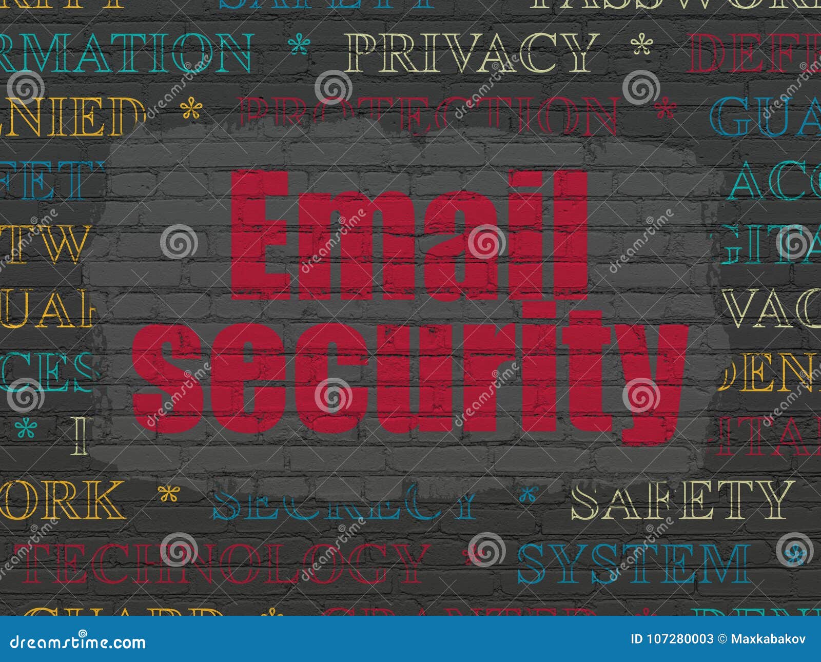 Security Concept: Email Security on Wall Background Stock Illustration ...
