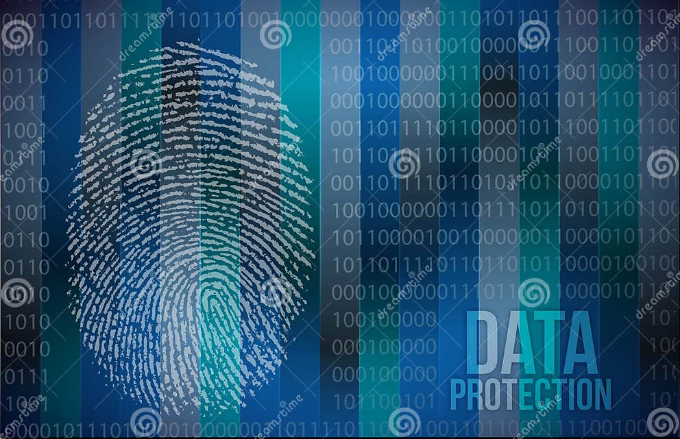 Security Concept: Fingerprint and Data Protection Stock Illustration ...