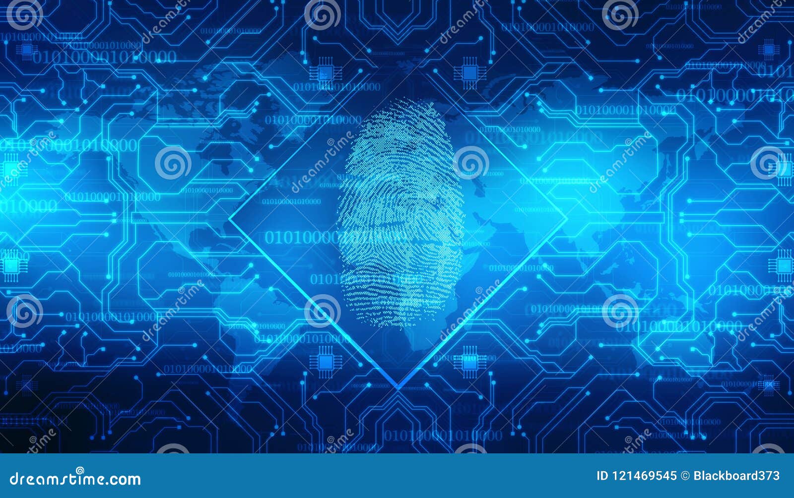 Fingerprint Scanning on Digital Screen, Security Background Stock ...