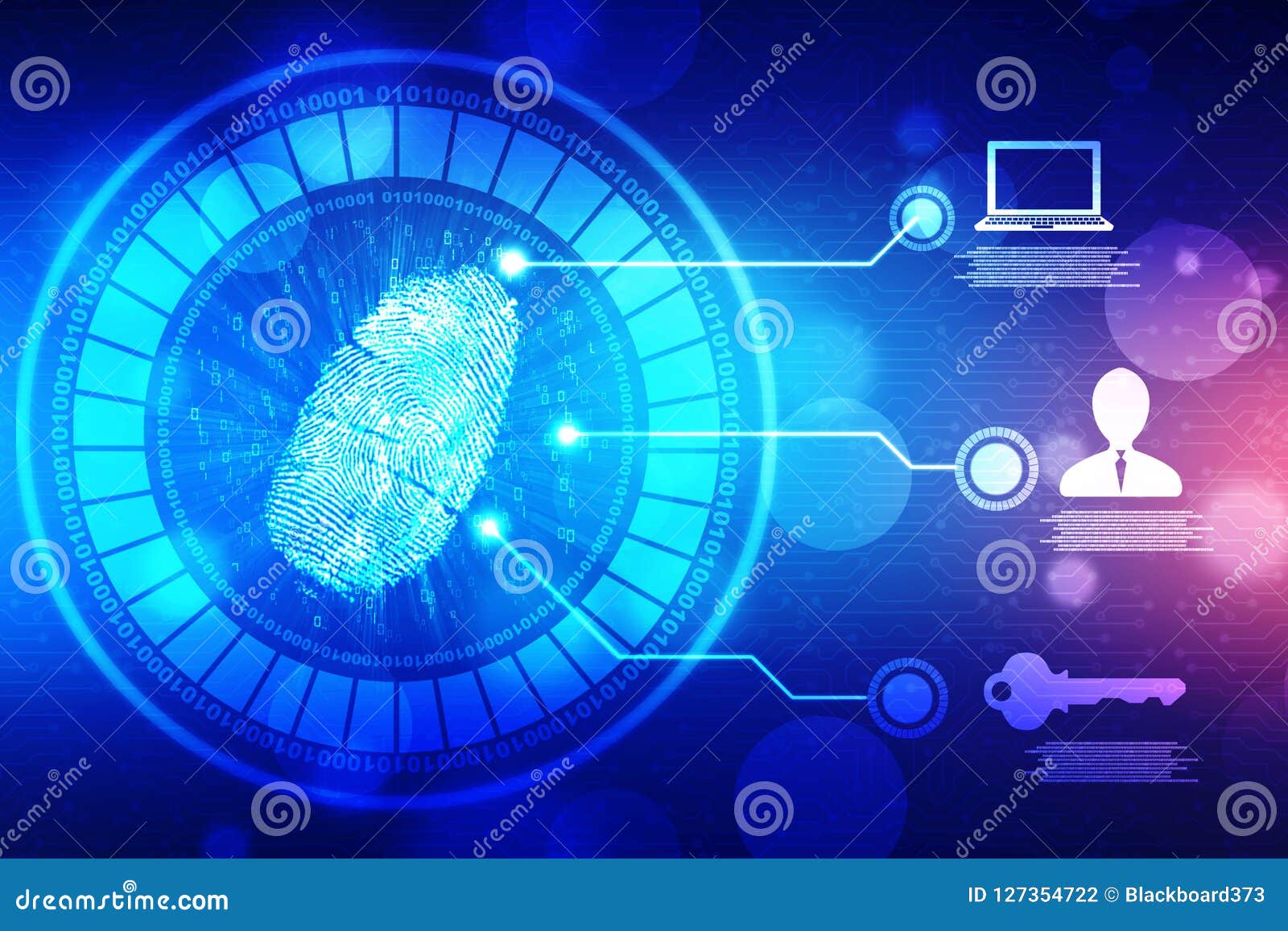 Fingerprint Scanning on Digital Screen, Security Background Stock ...