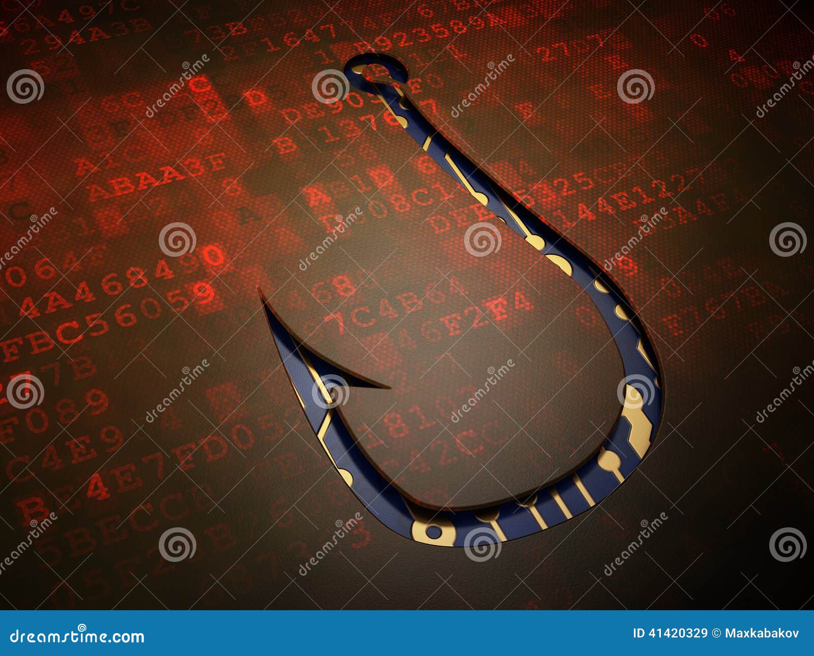 Security Concept: Fishing Hook on Digital Screen Stock Illustration ...