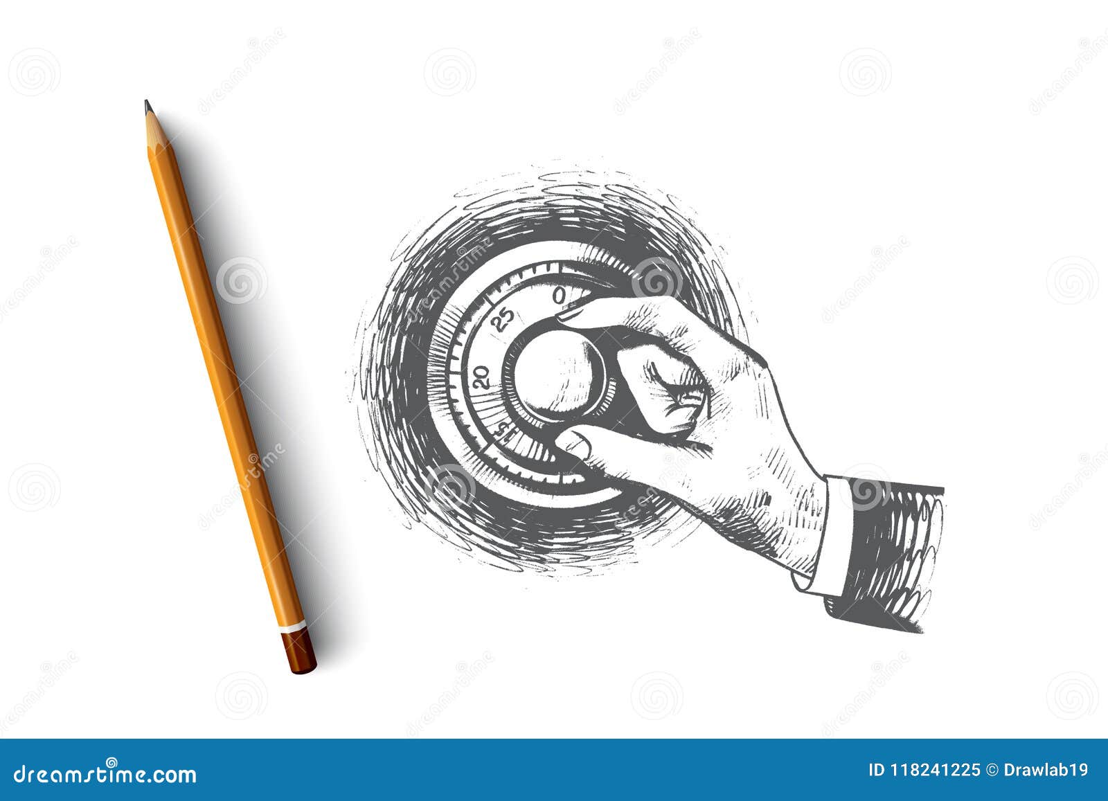 Security Concept. Hand Drawn Isolated Vector. Stock Vector ...