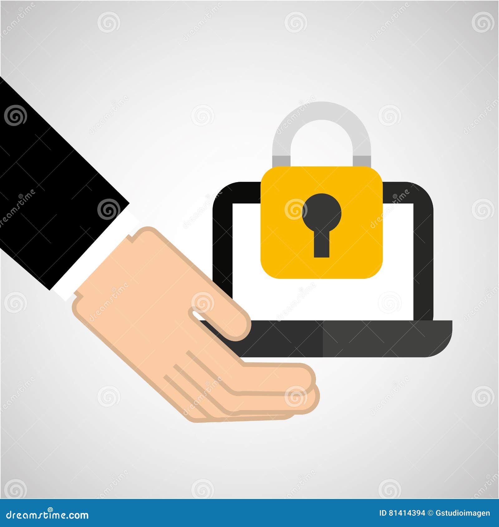 Security Concept Hand with Laptop Stock Vector - Illustration of ...