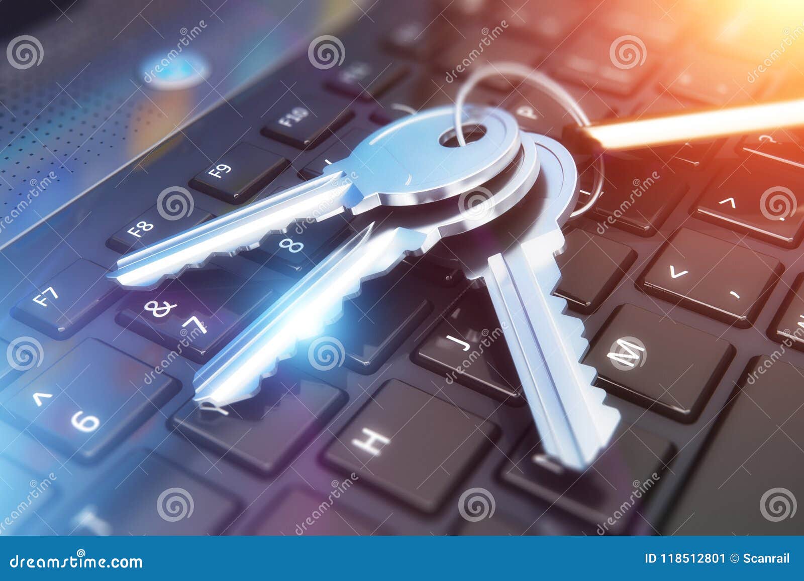Security Concept: Keys on Laptop Keyboard Stock Image - Image of ...