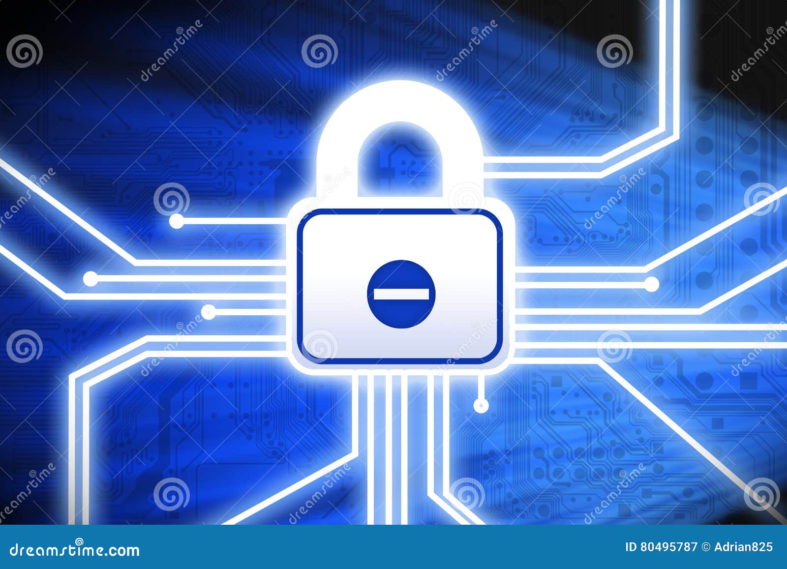 It Security Concept with Lock on Circuit Board Stock Illustration ...