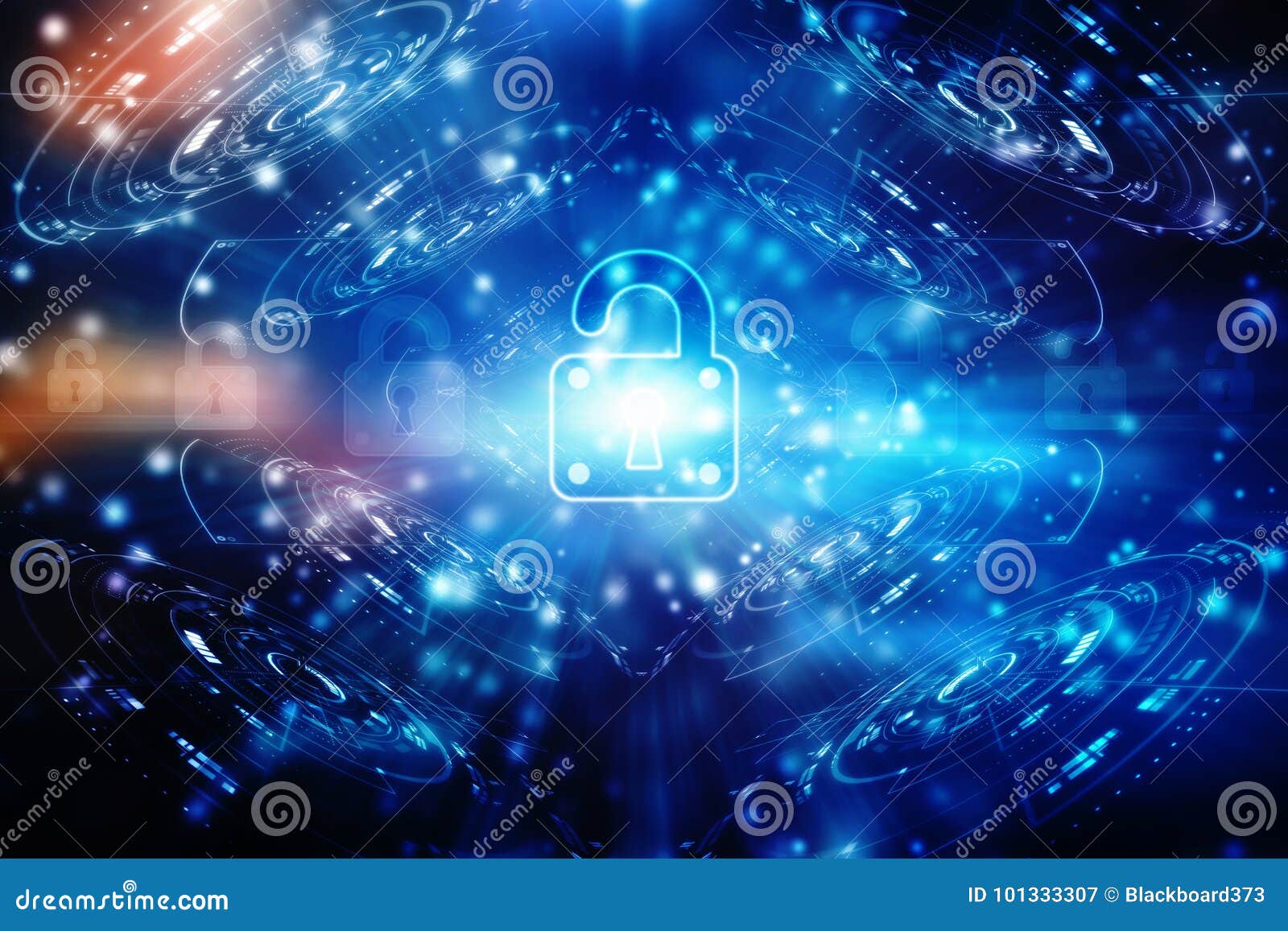 Security Concept: Lock on Digital Screen, Cyber Security Concept ...