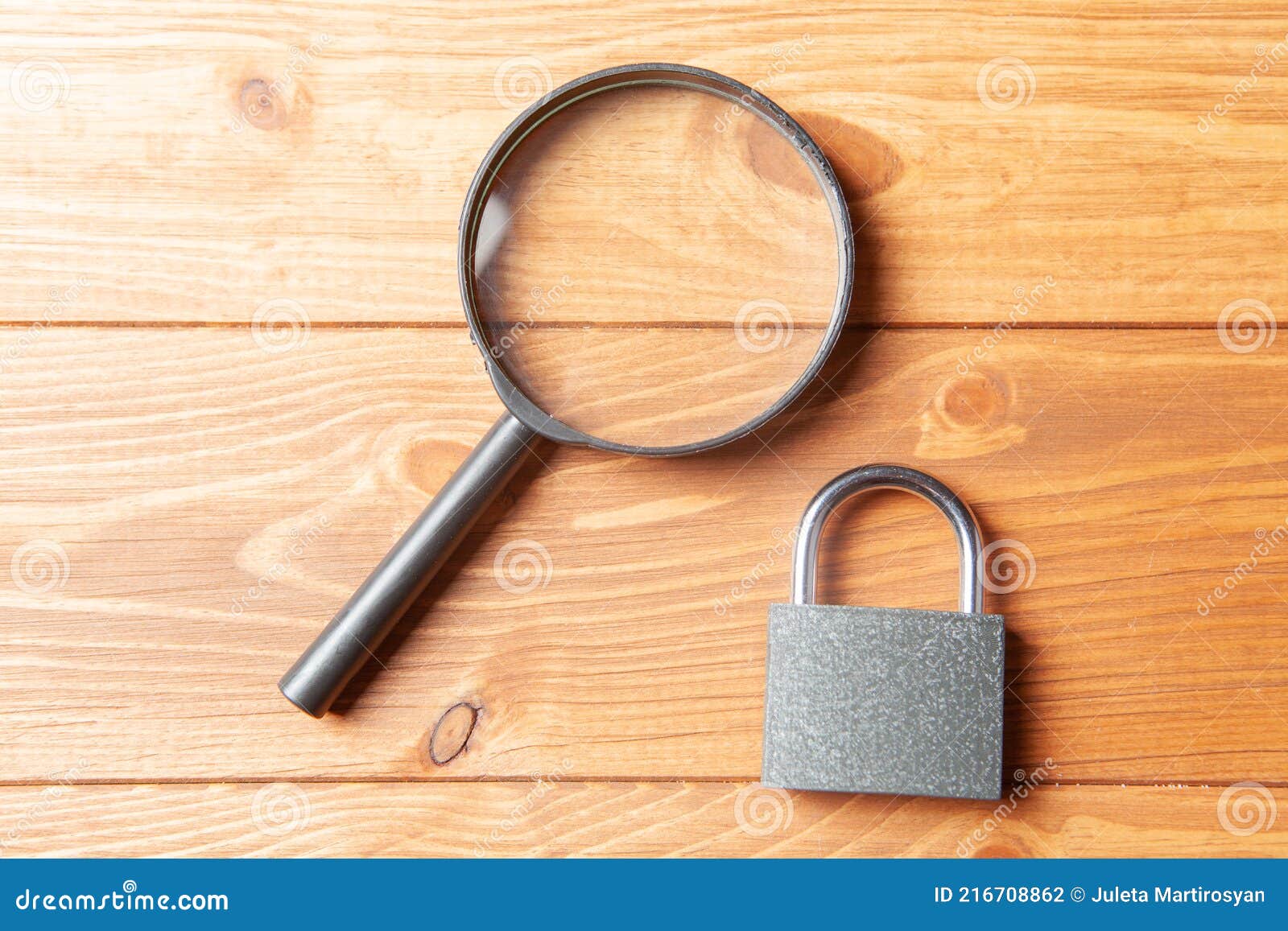 Security Concept. Lock and Magnifier Stock Photo - Image of hacker ...