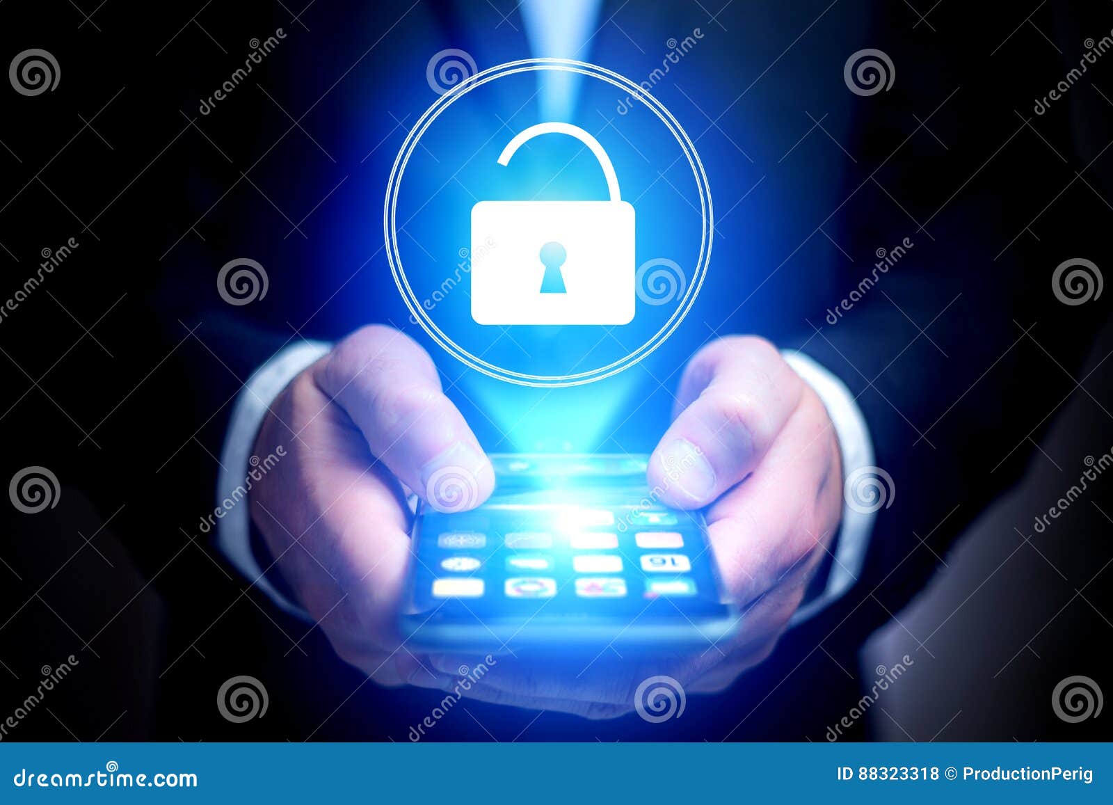 Security Concept with a Locker Open on an Internet Application - Stock ...