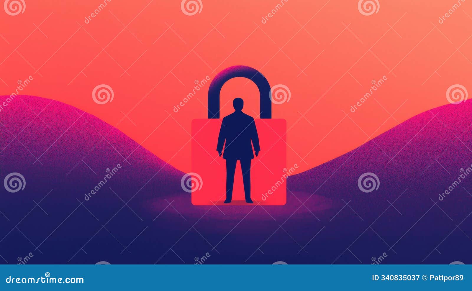 Security Concept with Man and Lock Symbol Stock Illustration ...