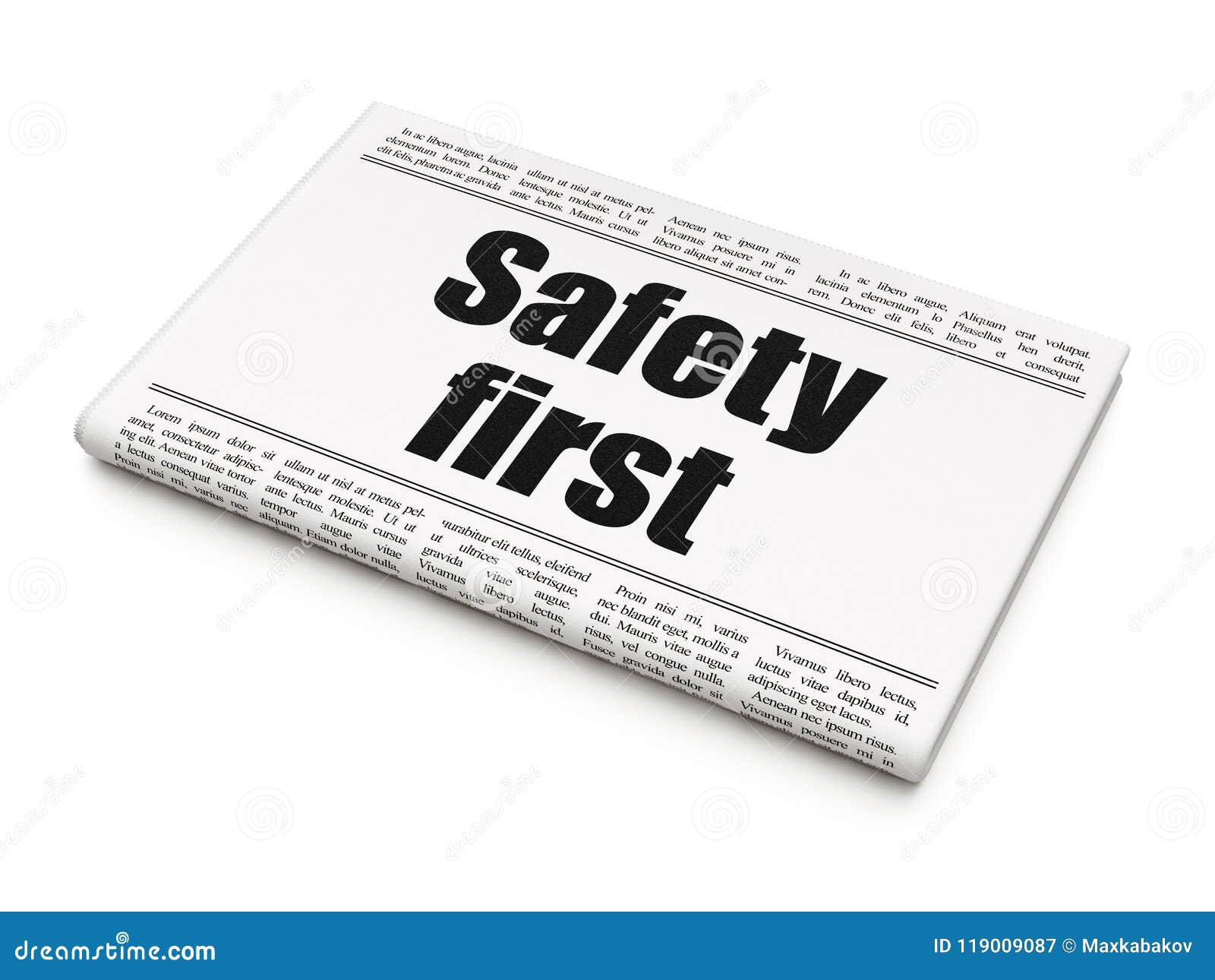 Security Concept: Newspaper Headline Safety First Stock Illustration ...