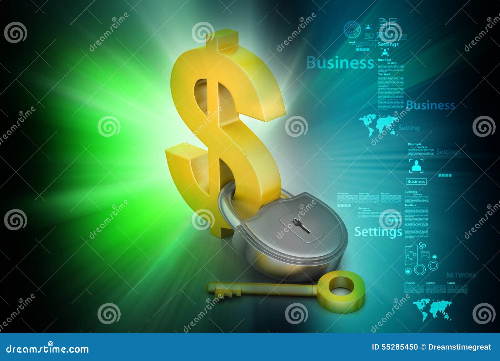 Security Concept, Padlock And Dollar Sign Stock Illustration ...