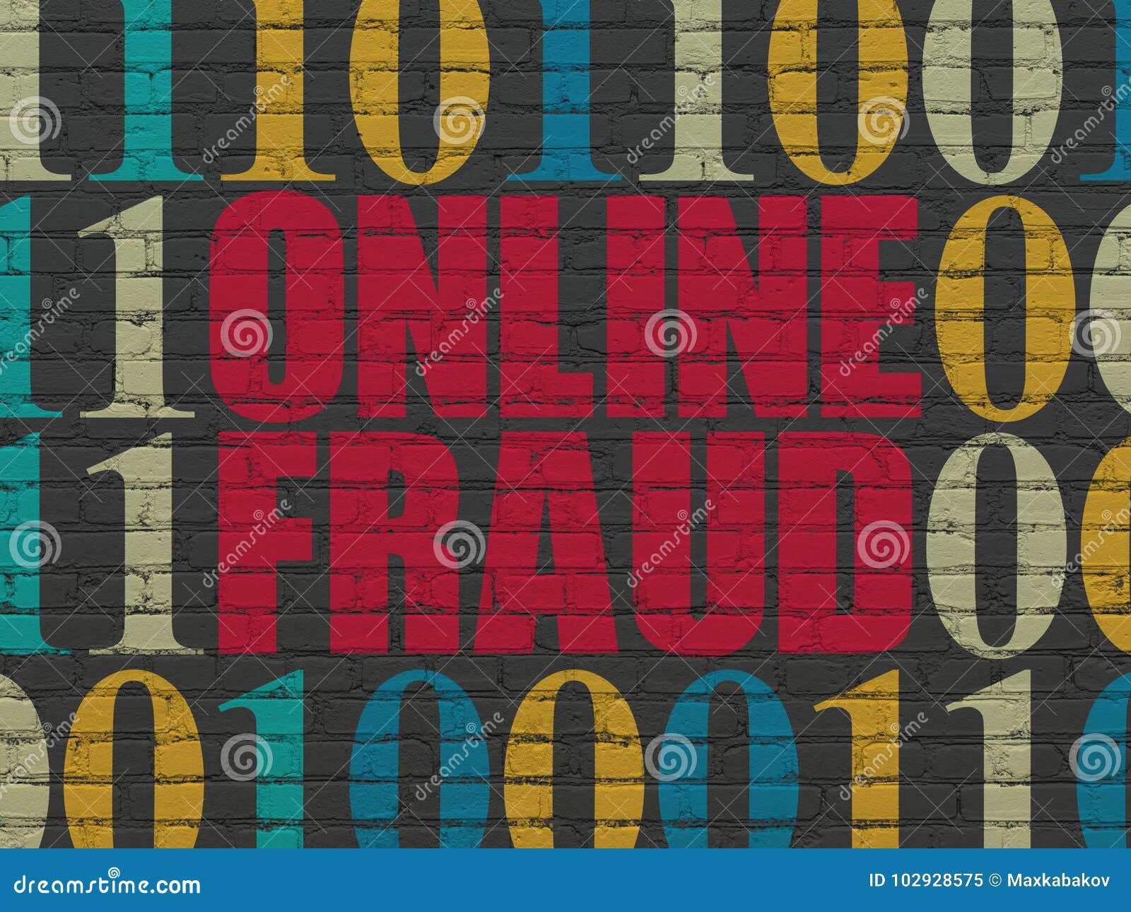 Security Concept: Online Fraud on Wall Background Stock Illustration ...