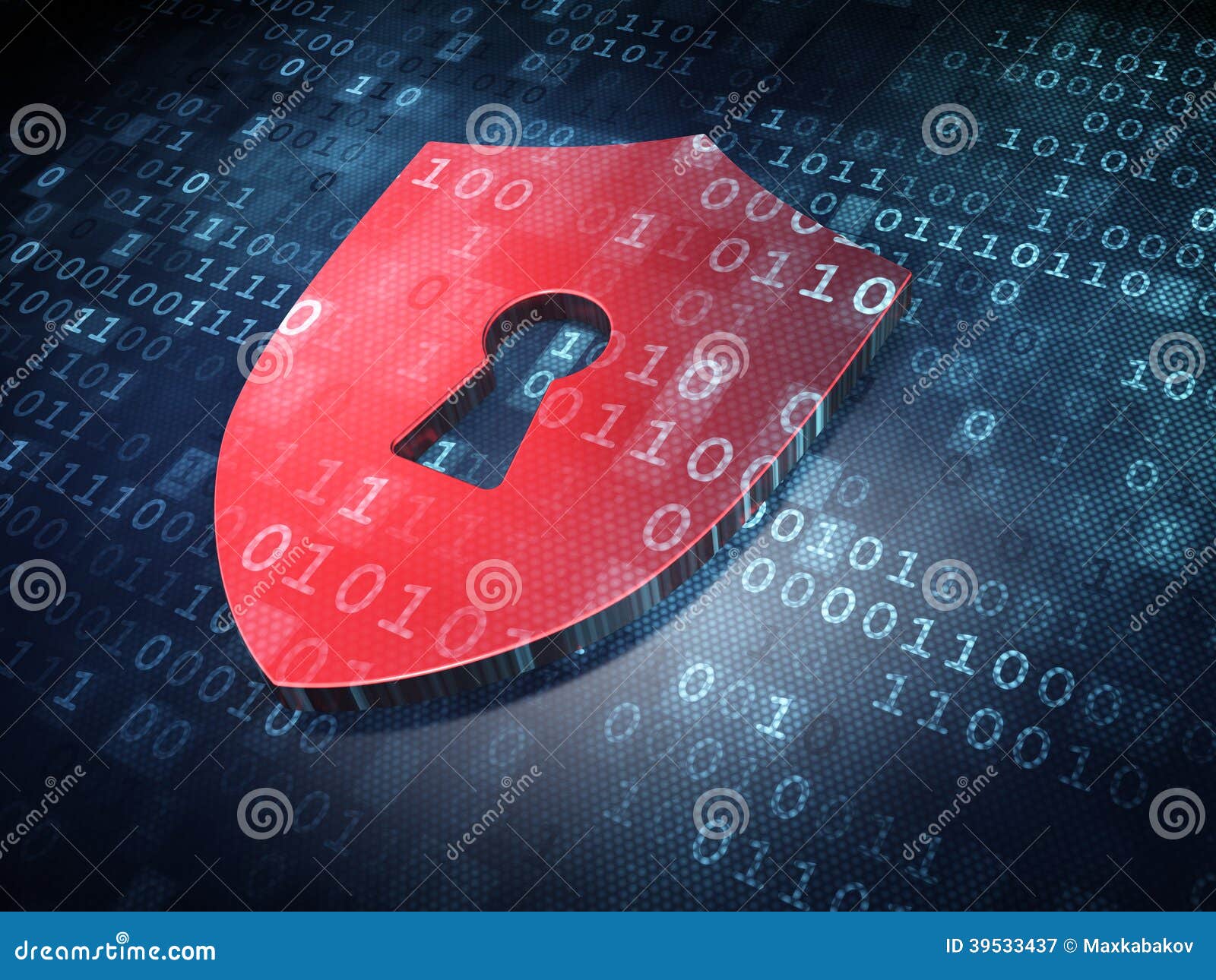 Security Concept: Red Shield with Keyhole on Digital Background Stock ...