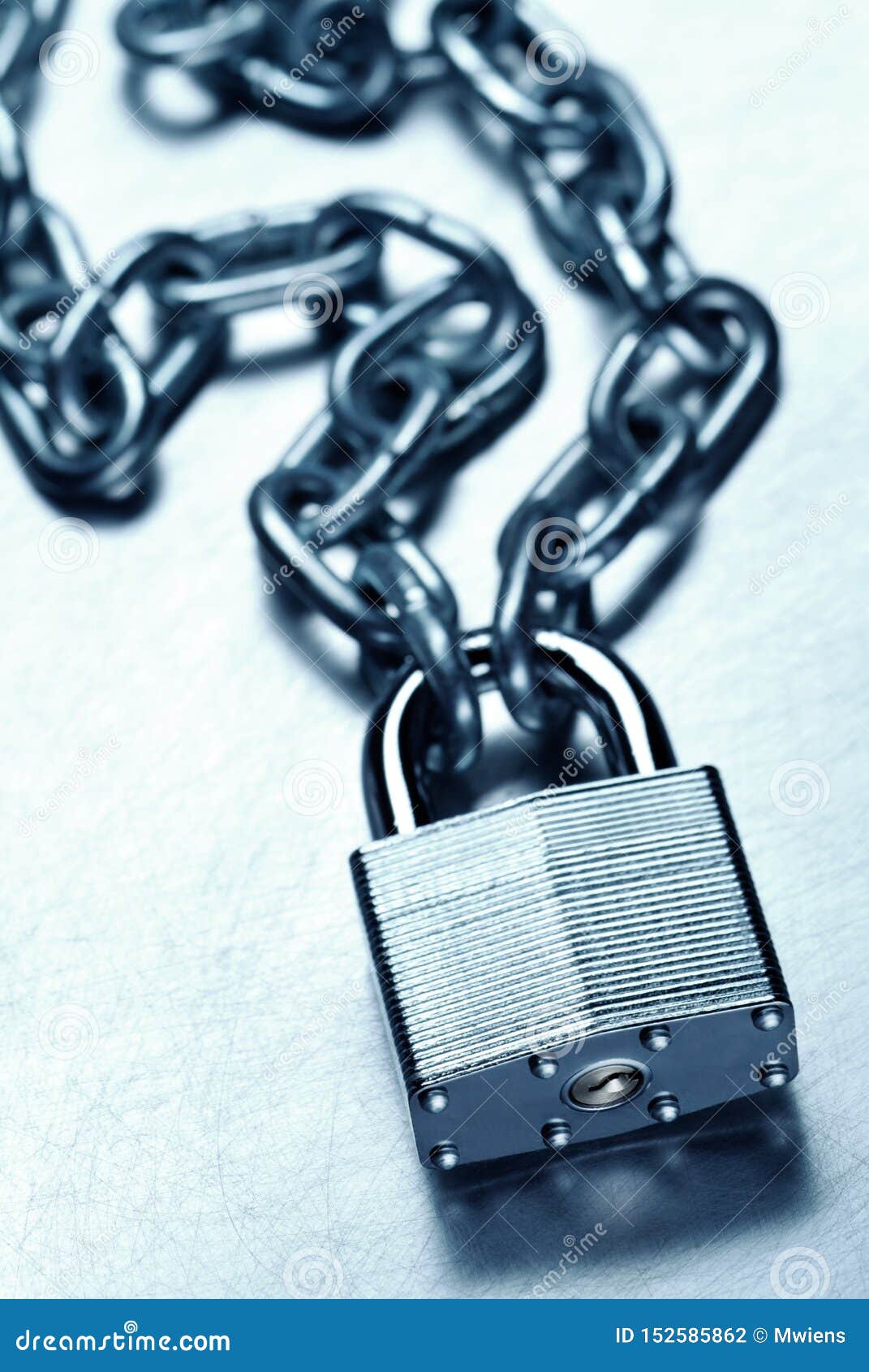 Unbreakable Secure Steel Padlock and Chain on Steel Surface Stock Photo ...