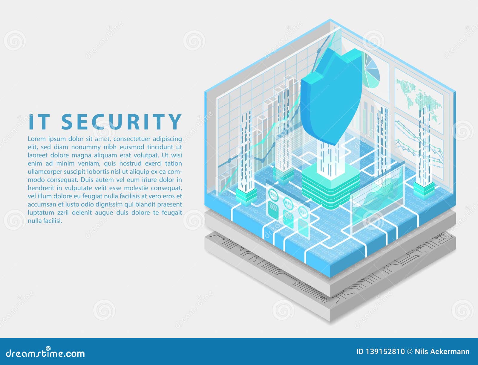 It Security Concept with Symbol of Shield and Analytics Dashboard As ...