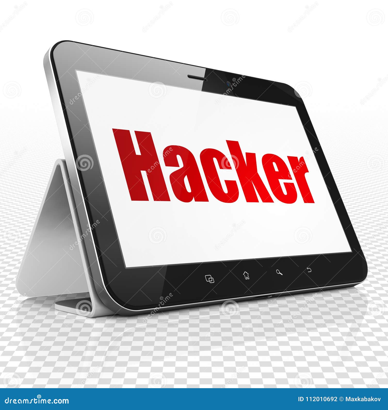 Security Concept: Tablet Computer with Hacker on Display Stock ...