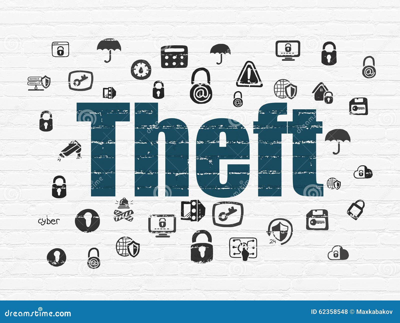 Security Concept: Theft on Wall Background Stock Illustration ...