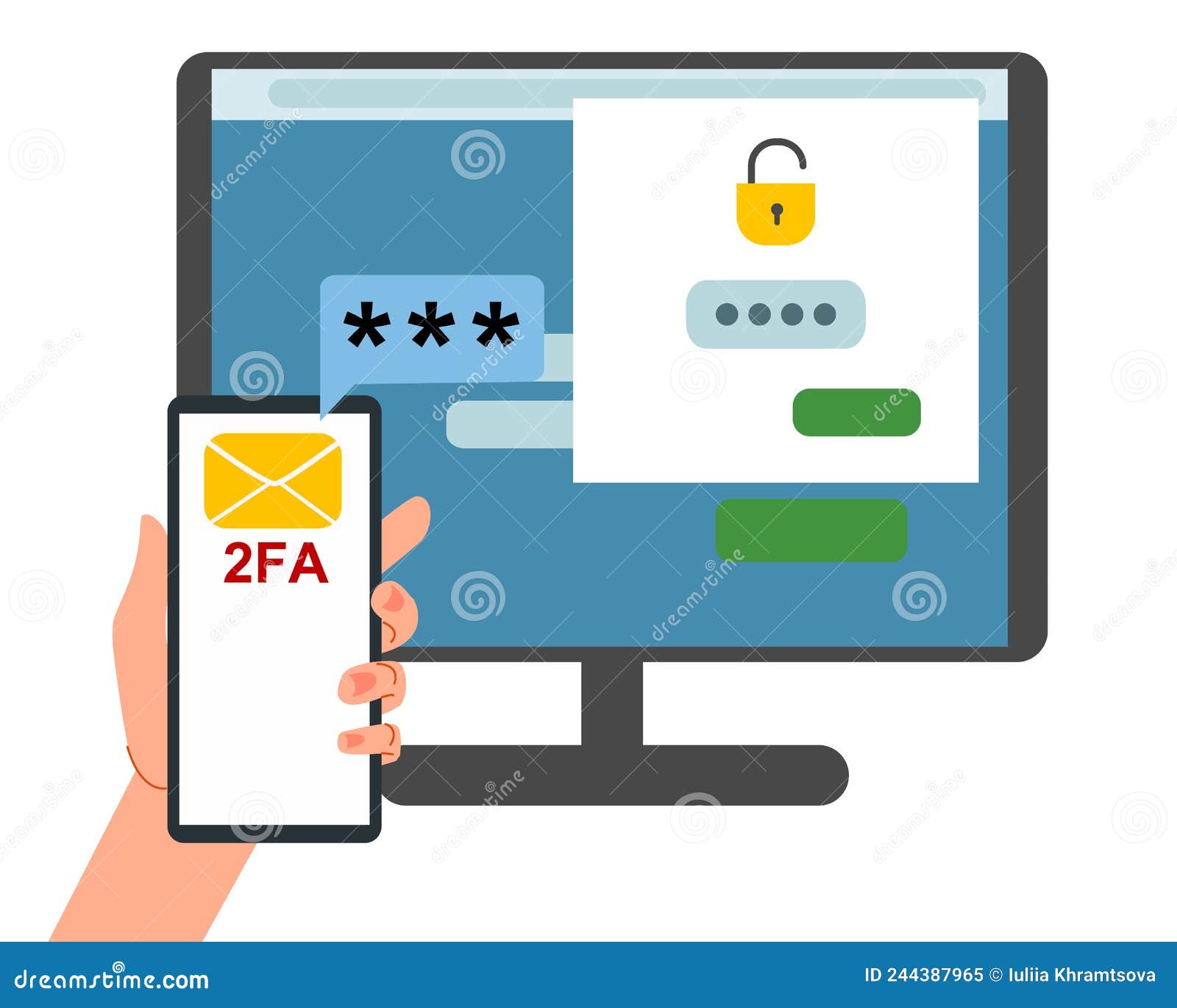 The Security Concept of Two-factor Authentication. Lock Icons in the ...