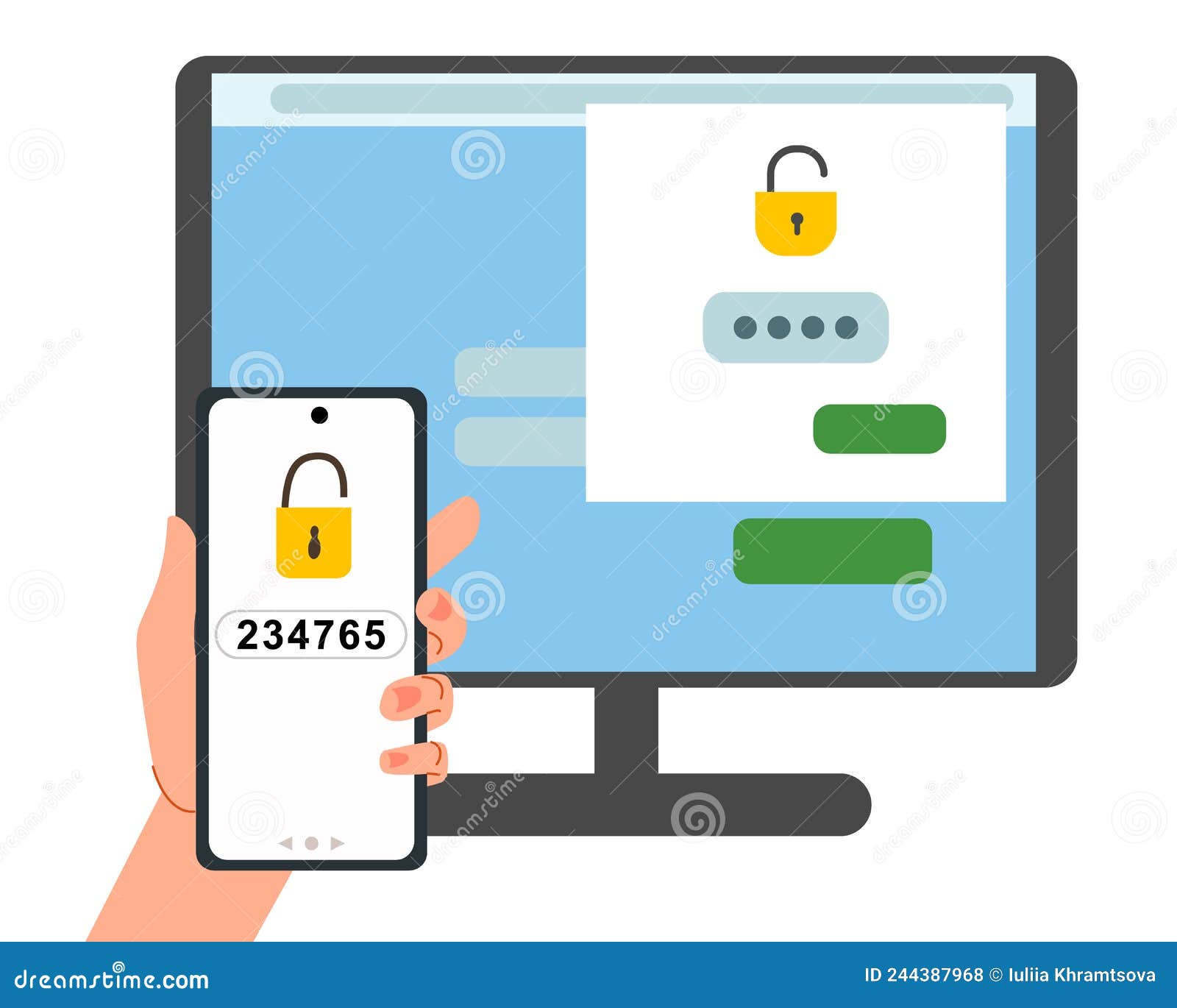 The Security Concept of Two-factor Authentication. Lock Icons in the ...