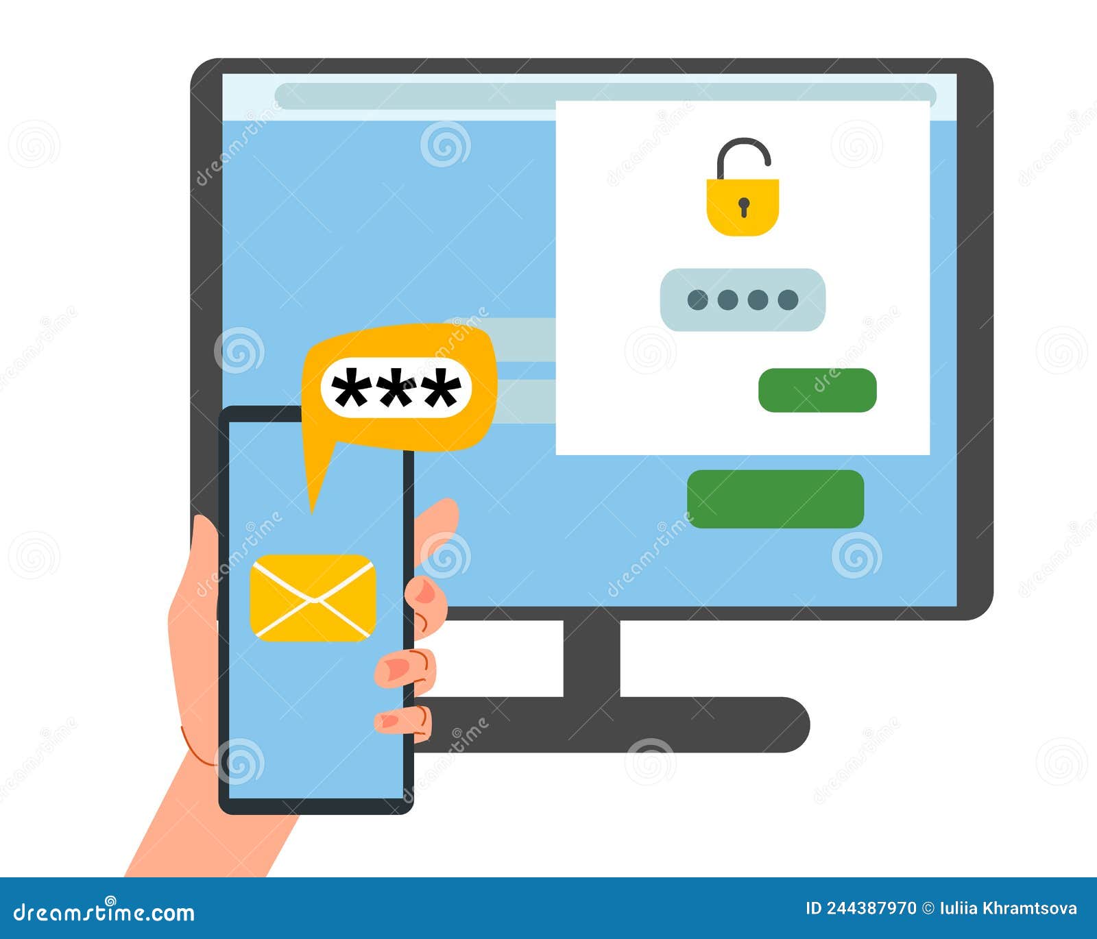 The Security Concept of Two-factor Authentication. Lock Icons in the ...