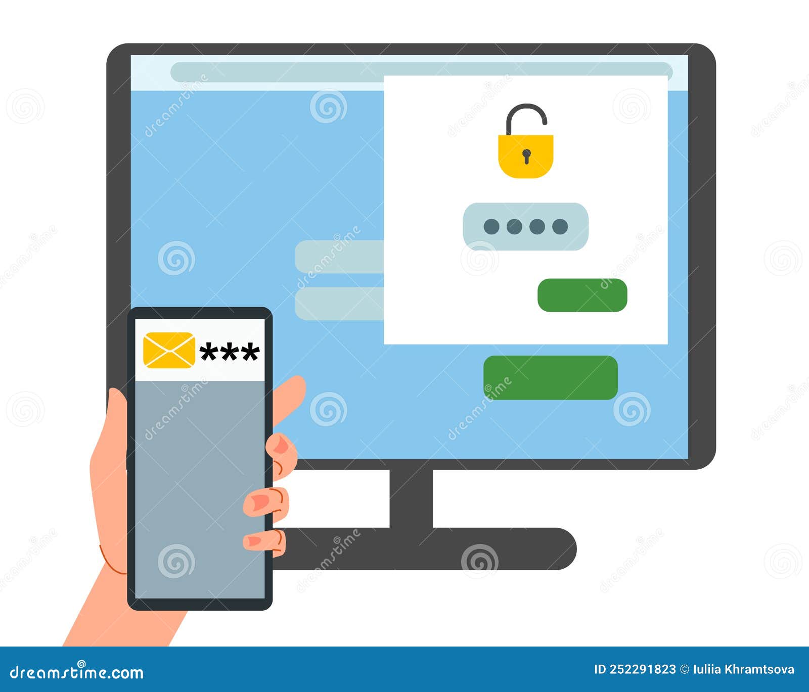 The Security Concept of Two-factor Authentication. Lock Icons in the ...