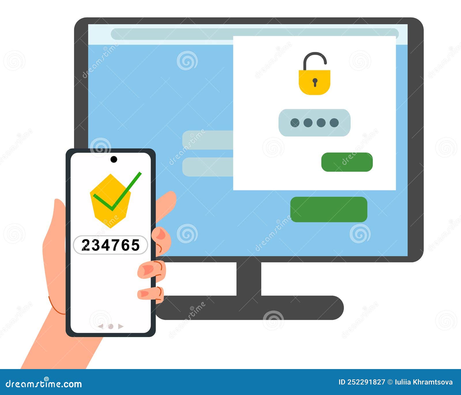 The Security Concept of Two-factor Authentication. Lock Icons in the ...
