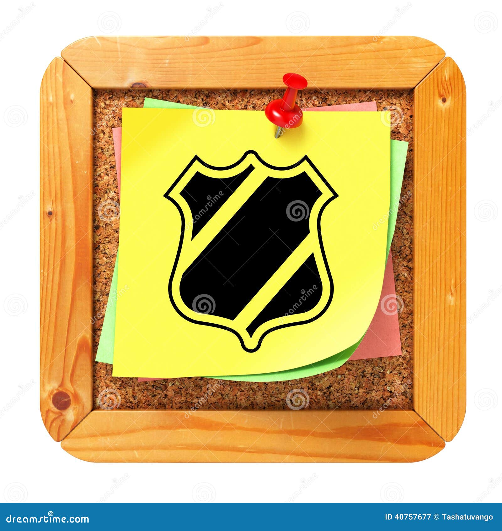 Security Concept - Yellow Sticker on Message Board. Stock Image - Image ...