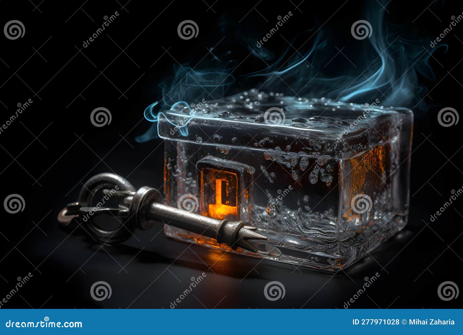 Security - Conceptual Illustration Depicting a Lock Made from Ice and a ...