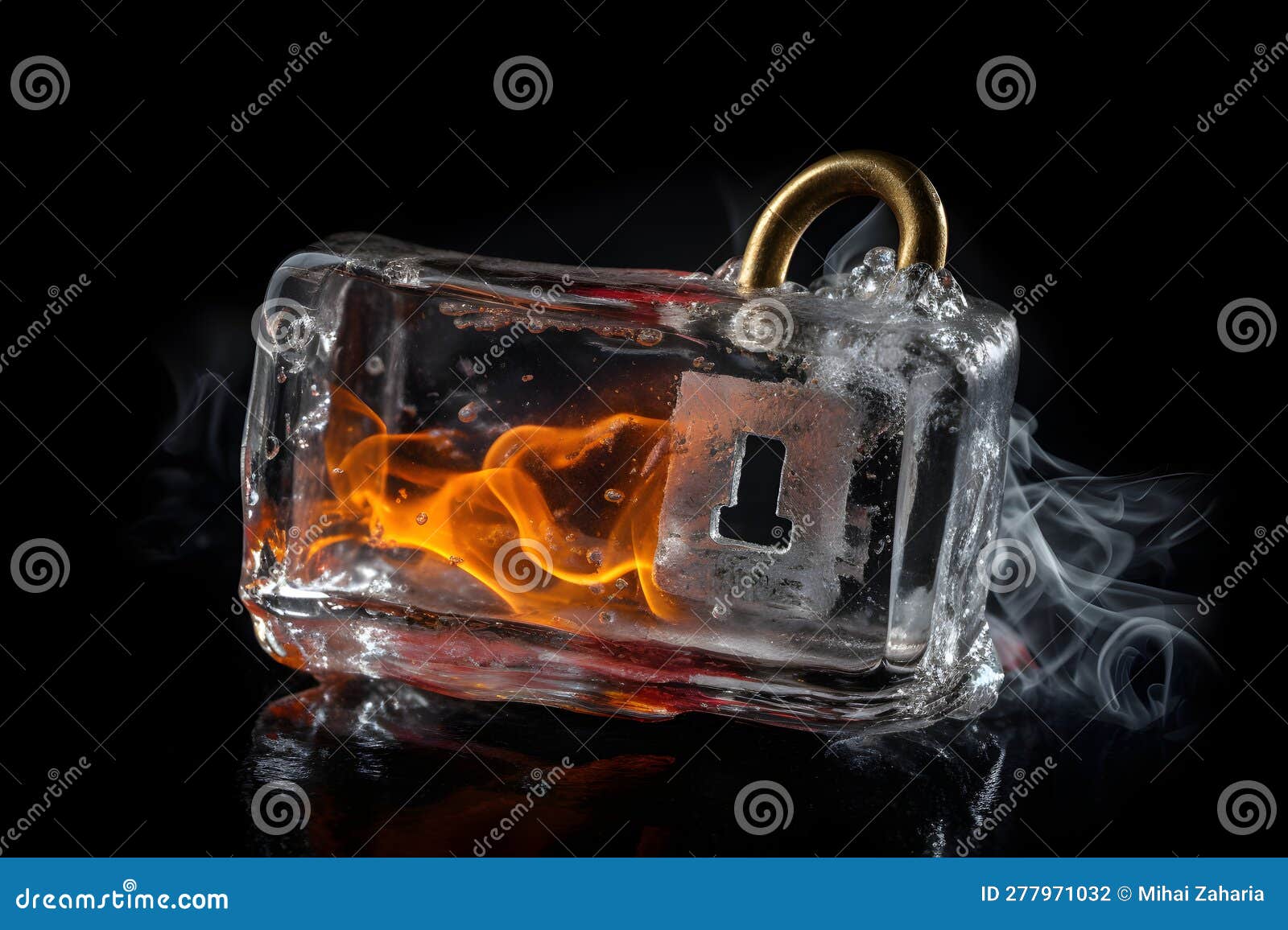 Security - Conceptual Illustration Depicting a Lock Made from Ice and a ...