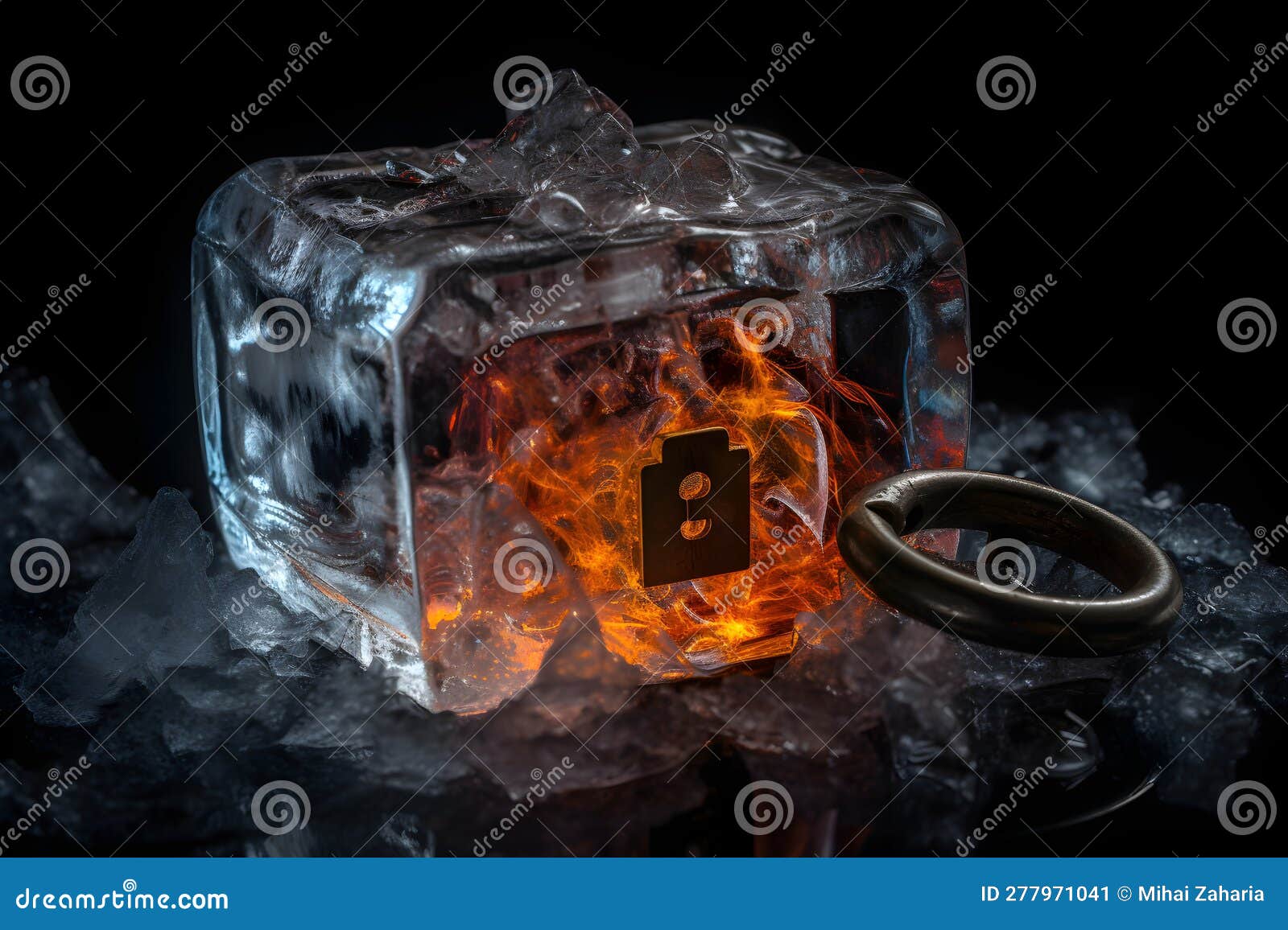 Security - Conceptual Illustration Depicting a Lock Made from Ice and a ...
