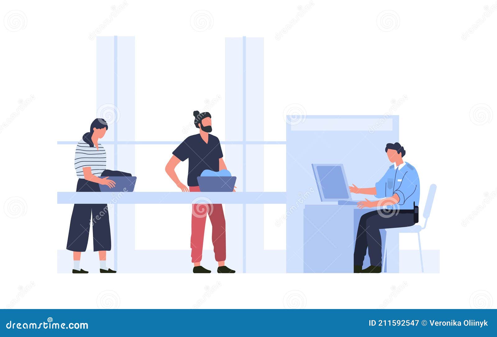 Security Control at Airport, Checking Things Scanner Stock Vector ...