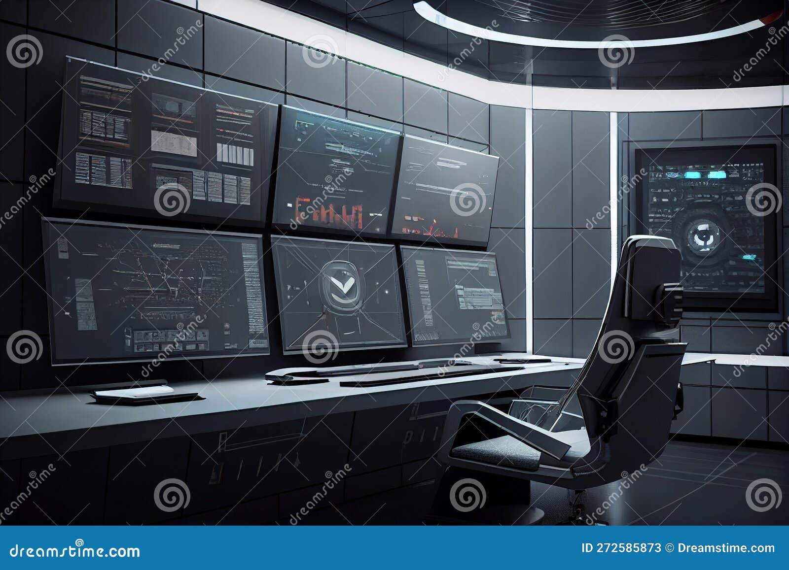 Security Control Room with Multipoke Computer Screens Showing ...